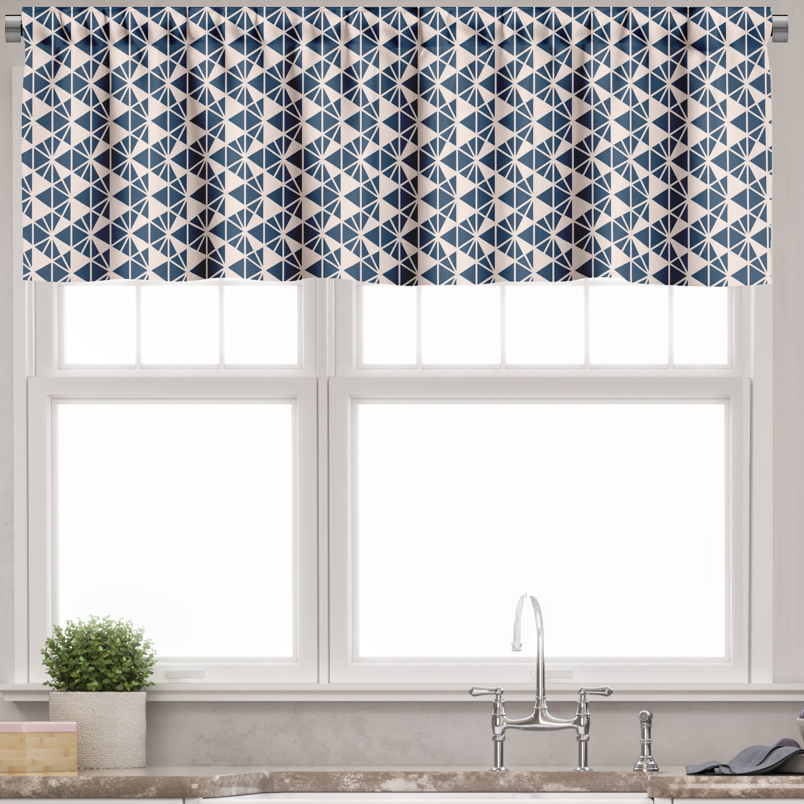 Ambesonne Geometric Valance Pack of 2, Different Size Triangles, 54"X12 ...