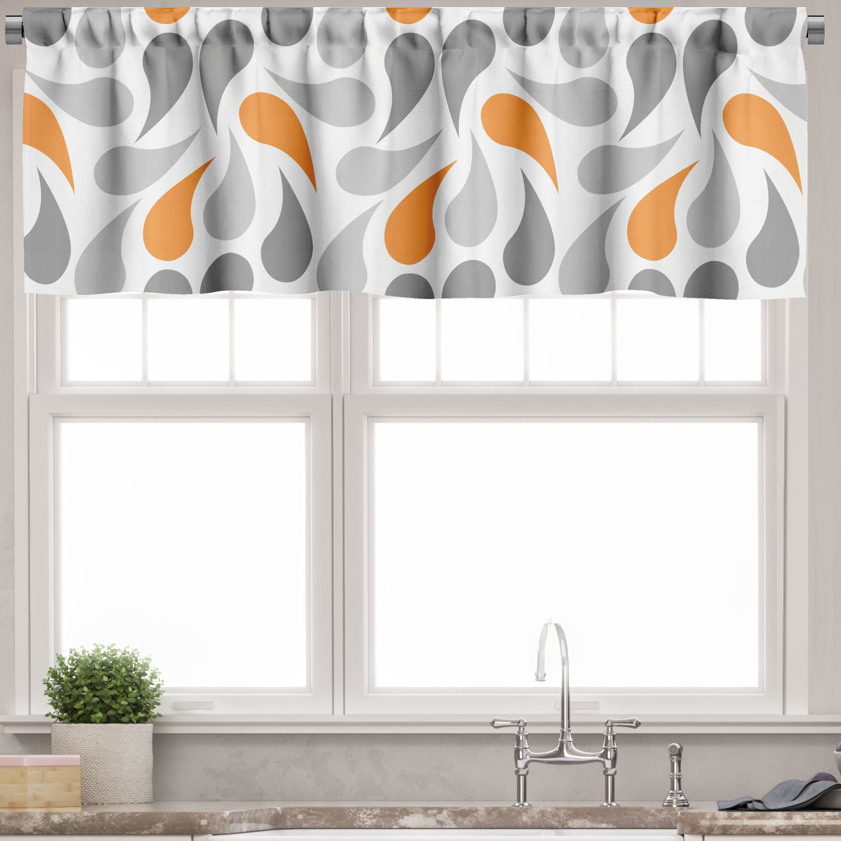 Ambesonne Geometric Valance Pack of 2, Traditional, 54"X18", Orange ...
