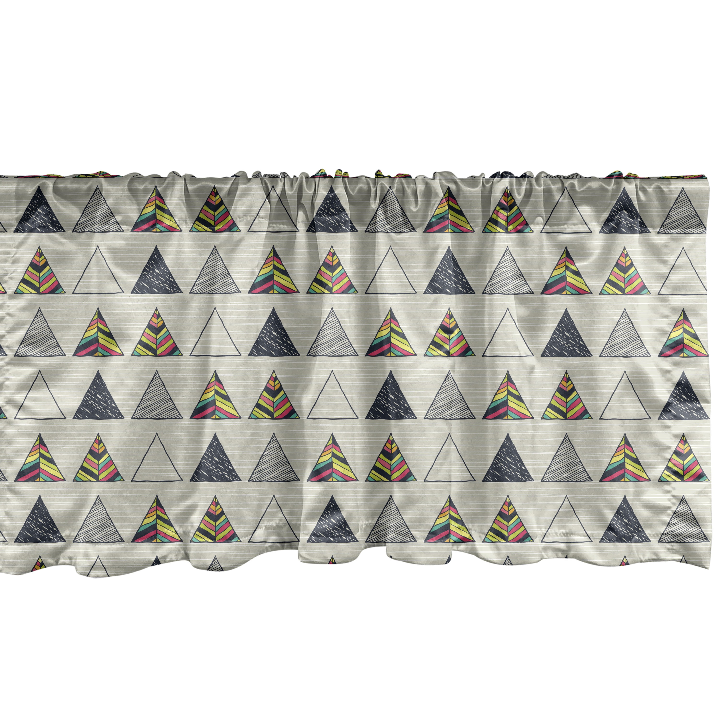 Ambesonne Geometric Window Valance, Abstract Triangle, 54" X 12", Taupe ...