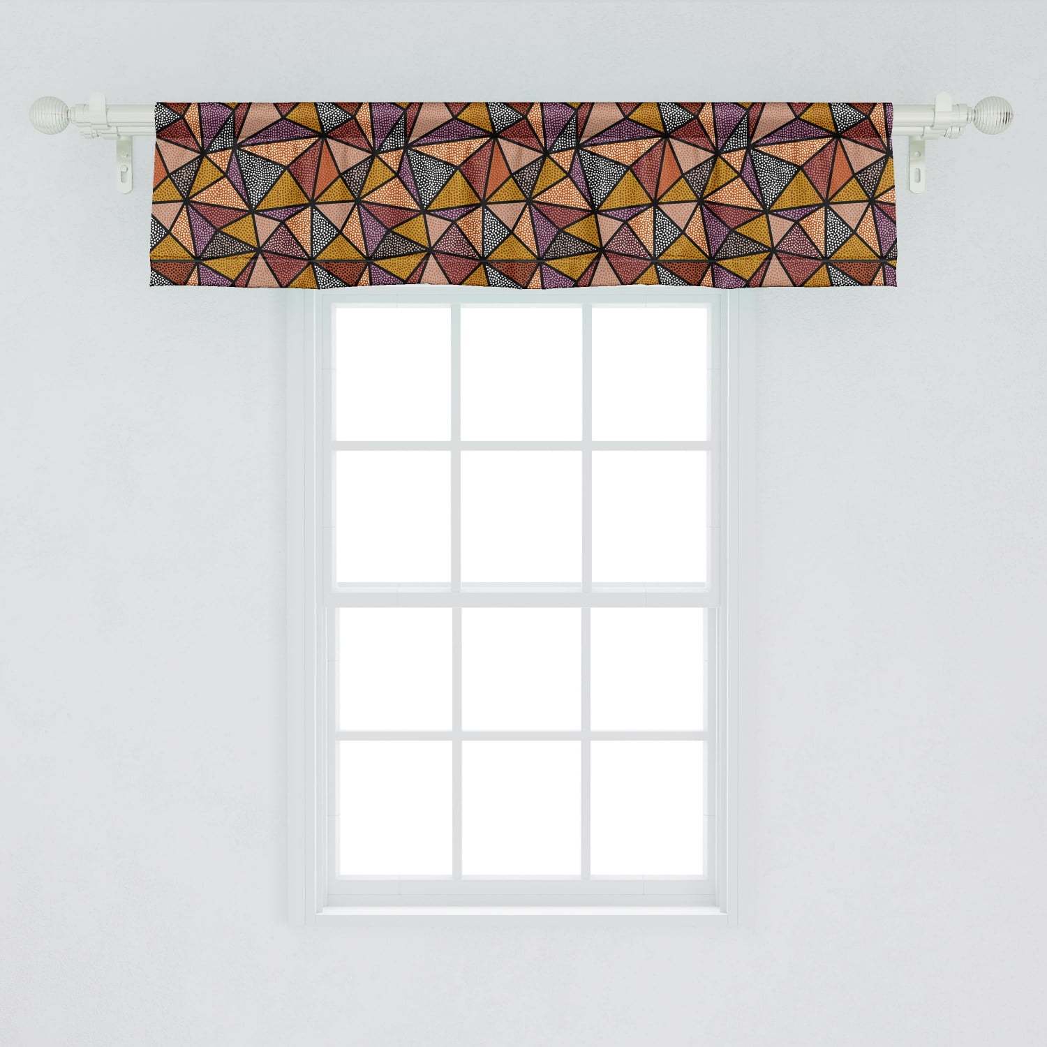 Ambesonne Geometric Window Valance, Bold Triangular Frames with Blots ...