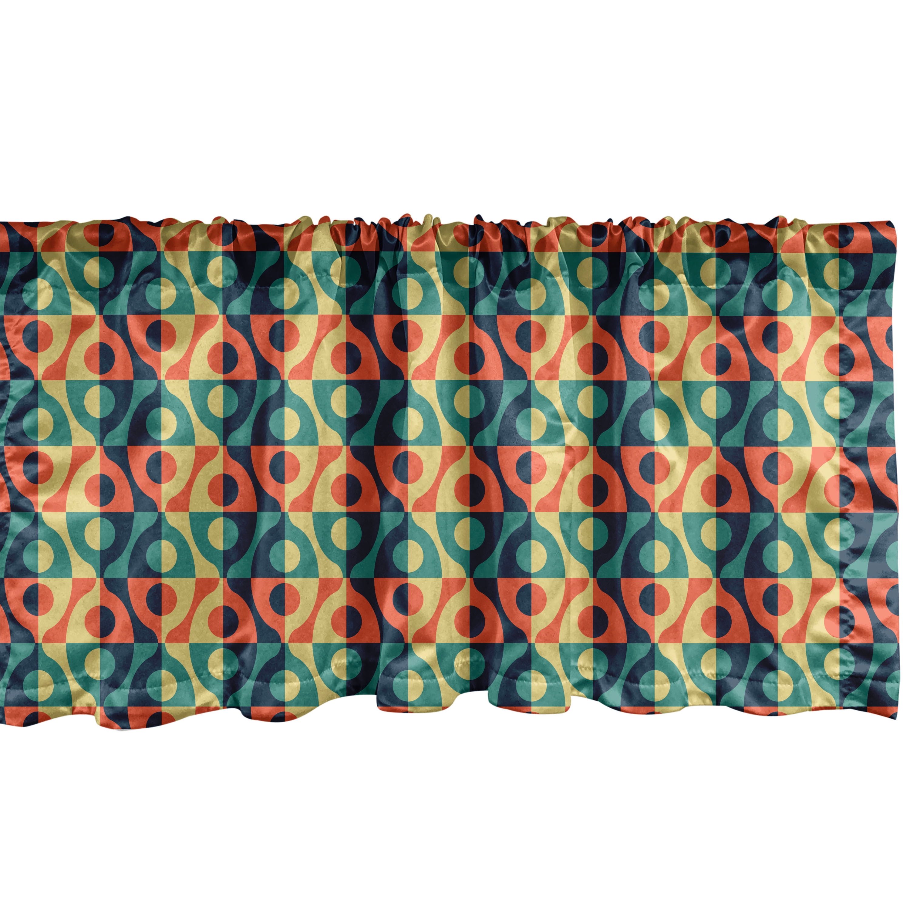 Ambesonne Geometric Window Valance, Checkered Grid Style Squares ...