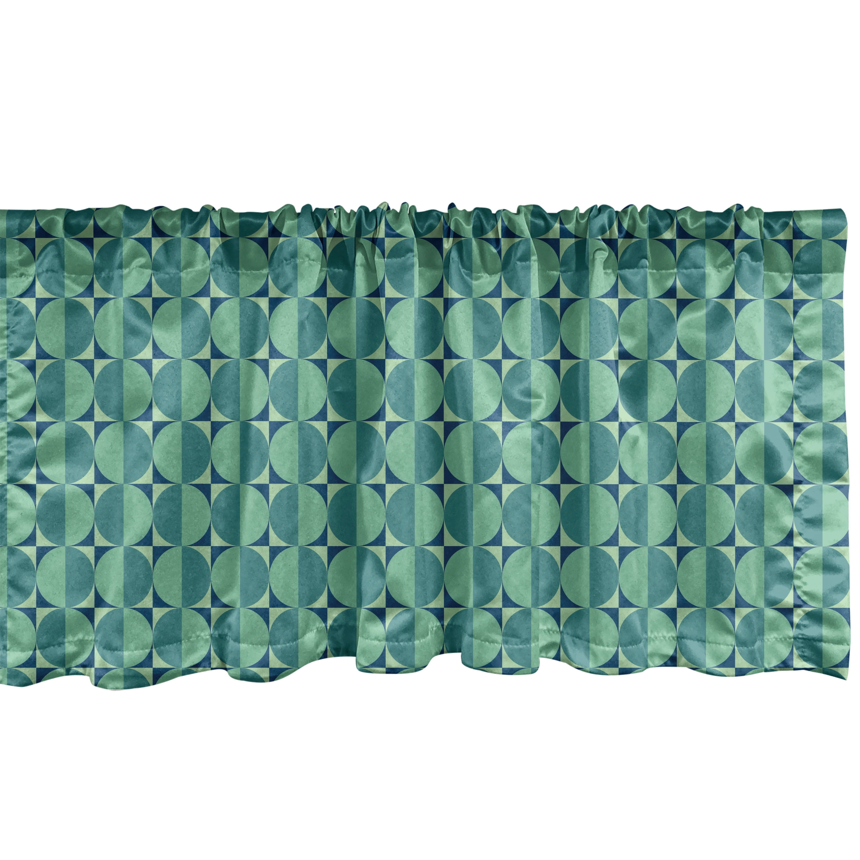 Ambesonne Geometric Window Valance, Circular Forms in Squares, 42" x 12 ...
