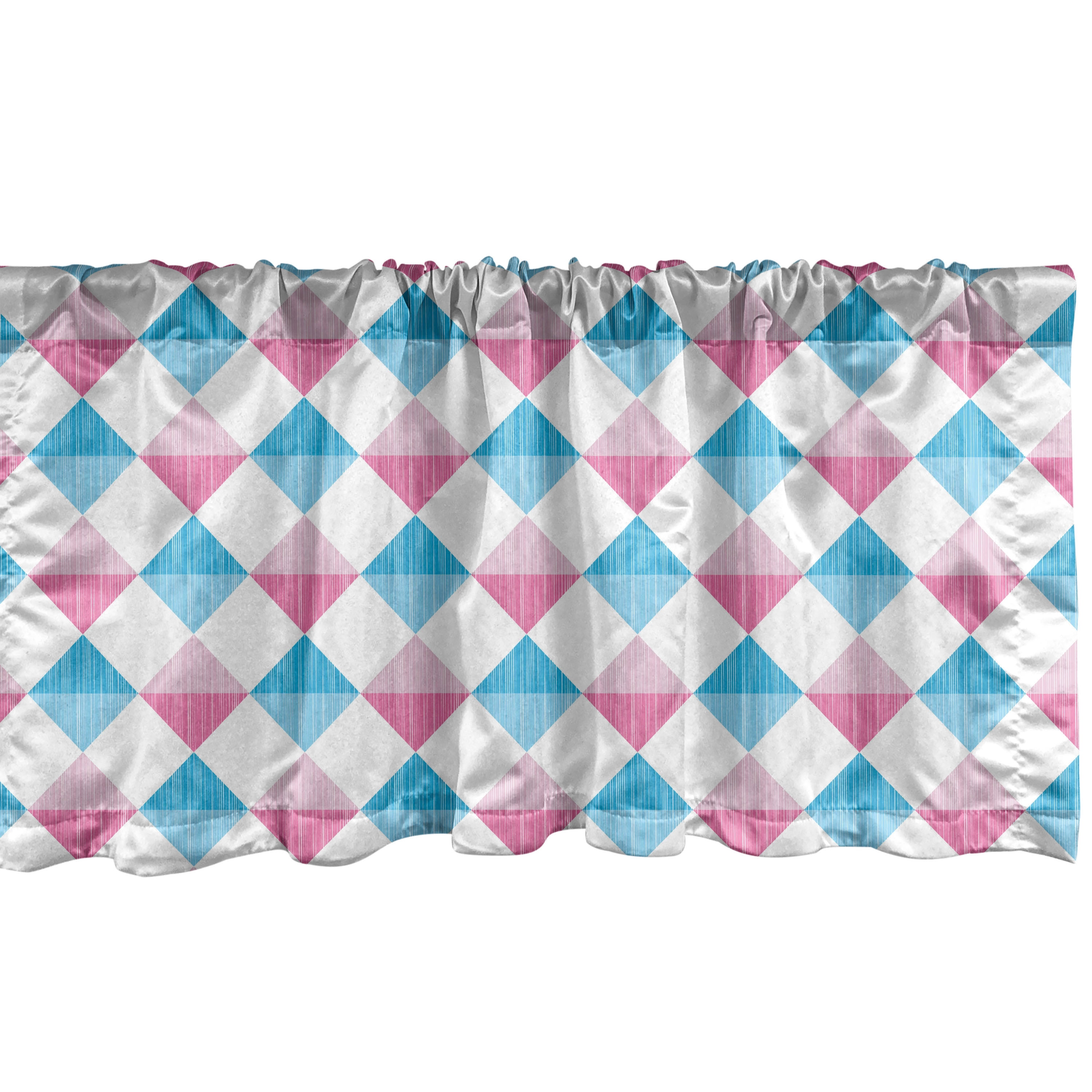 Ambesonne Geometric Window Valance, Diagonal Checkered Squares with ...
