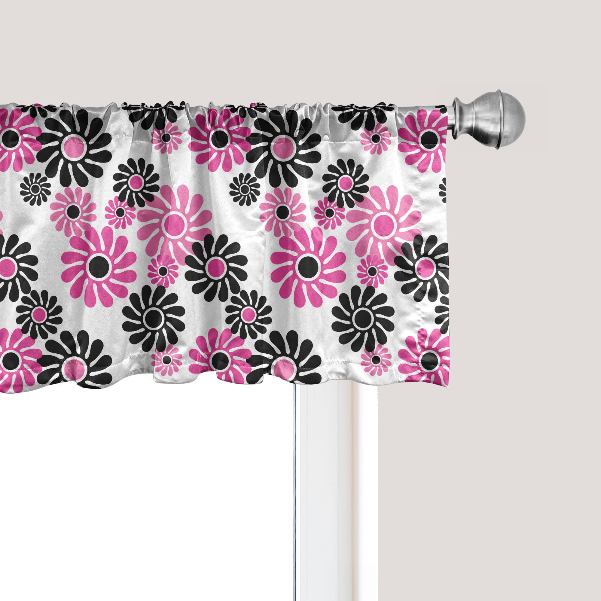 Ambesonne Geometric Window Valance, Old Fashioned Blooming, 54" X 18 ...