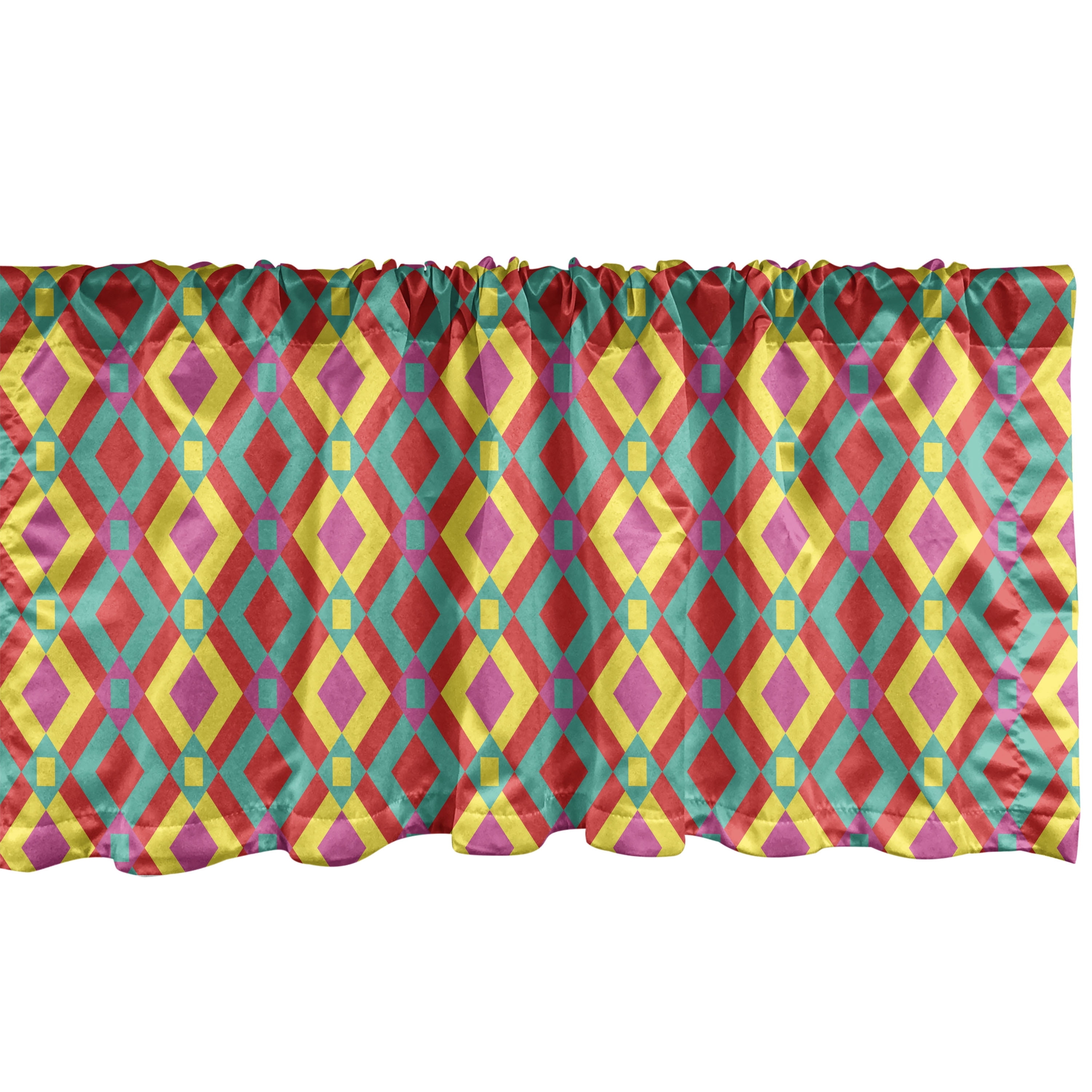 Ambesonne Geometric Window Valance, Ornament Native Folk Motif Grid ...