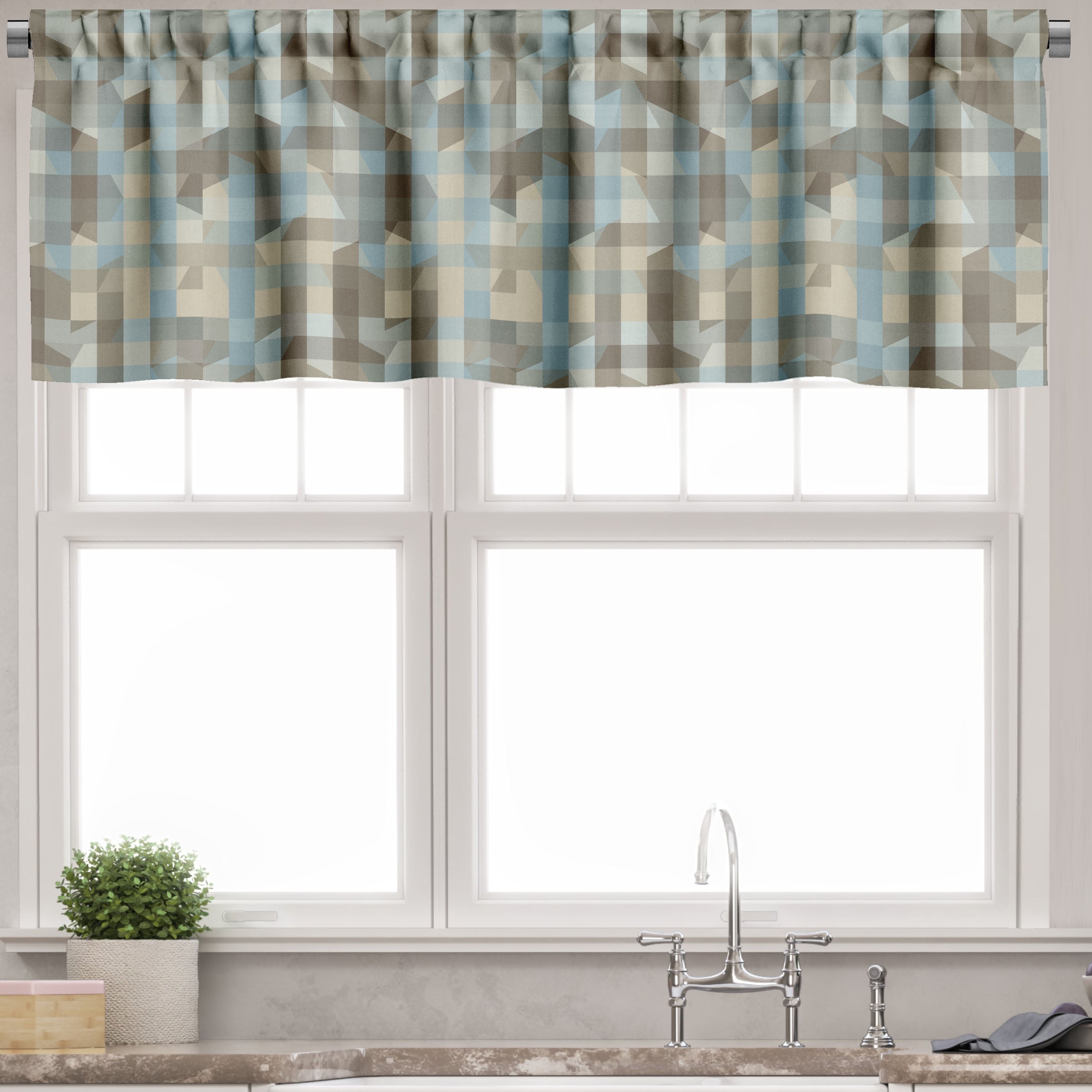 Ambesonne Geometric Window Valance, Soft Vertical Line Design, 54" X 18 ...