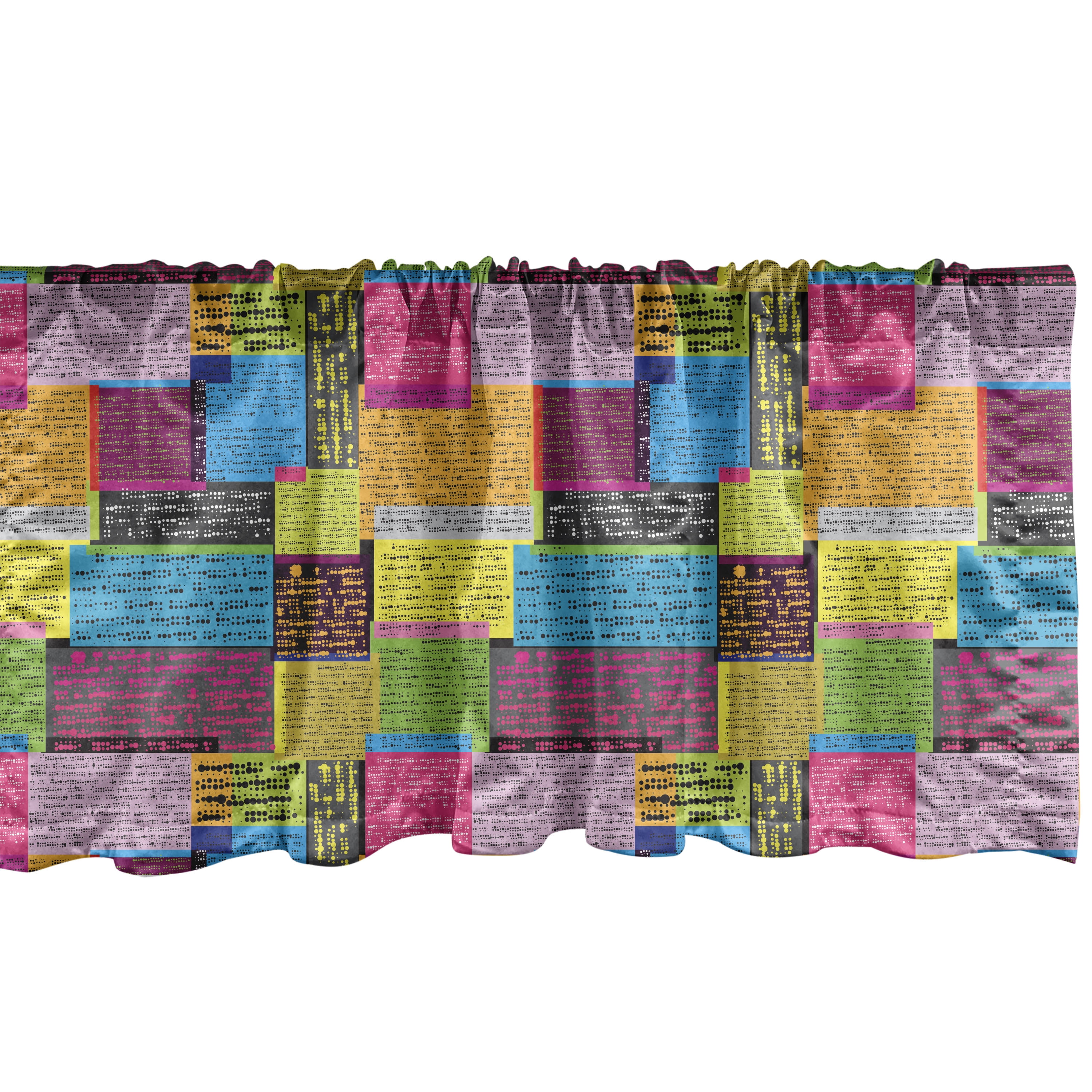 Ambesonne Geometric Window Valance, Squares Rectangles Dots, 54" X 12 ...