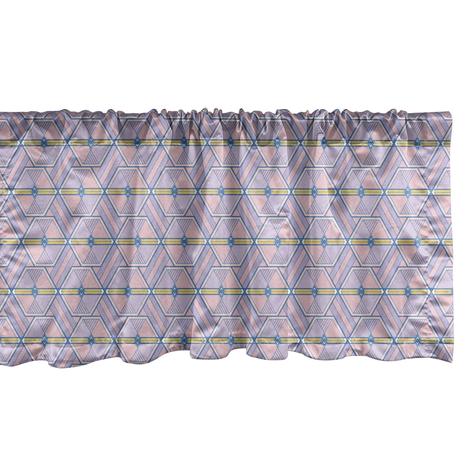 Ambesonne Geometrical Window Valance, Tone Pattern of Design Hexagons ...