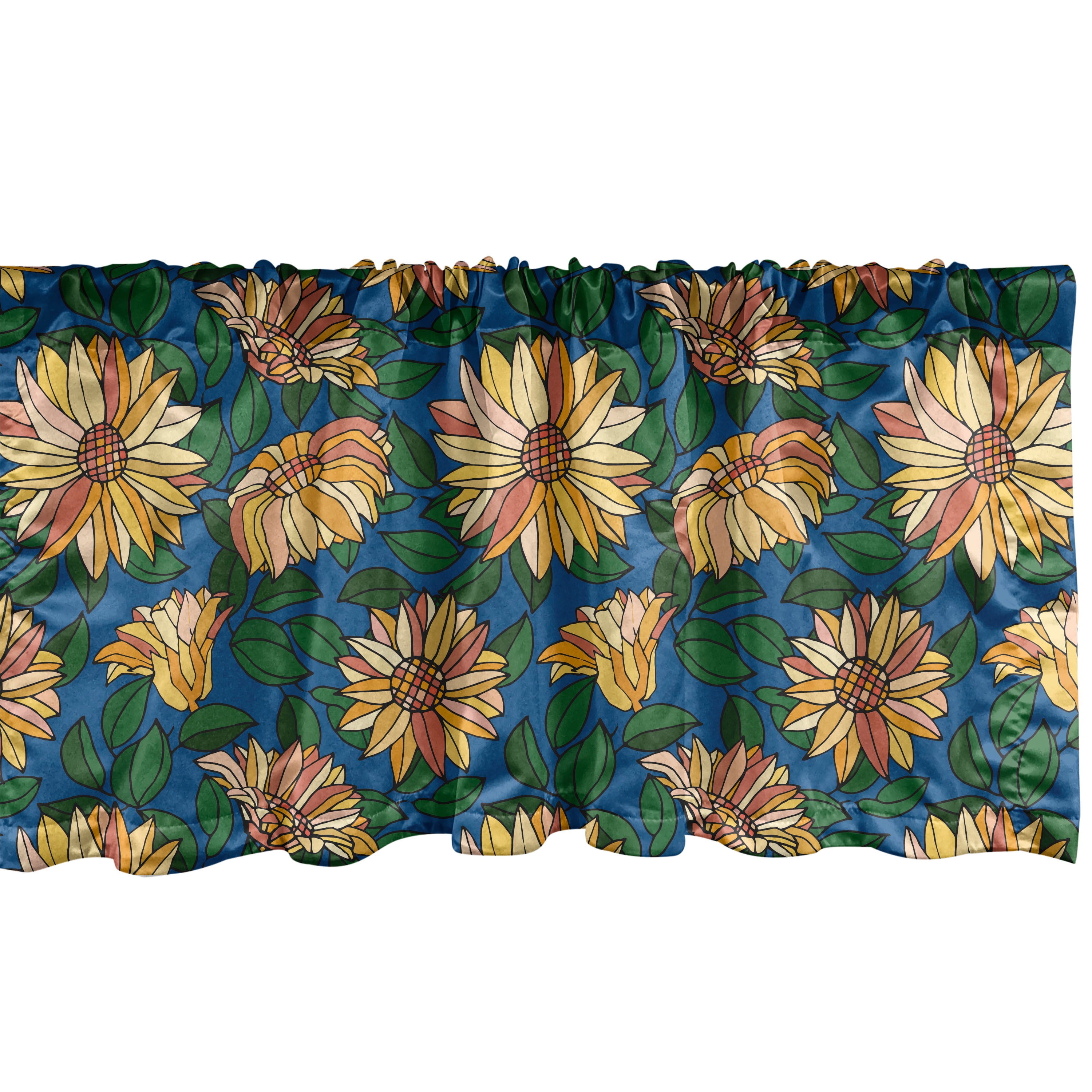 Ambesonne Gerber Daisy Window Valance, Flower Growth Leaves, 54" X 18 ...
