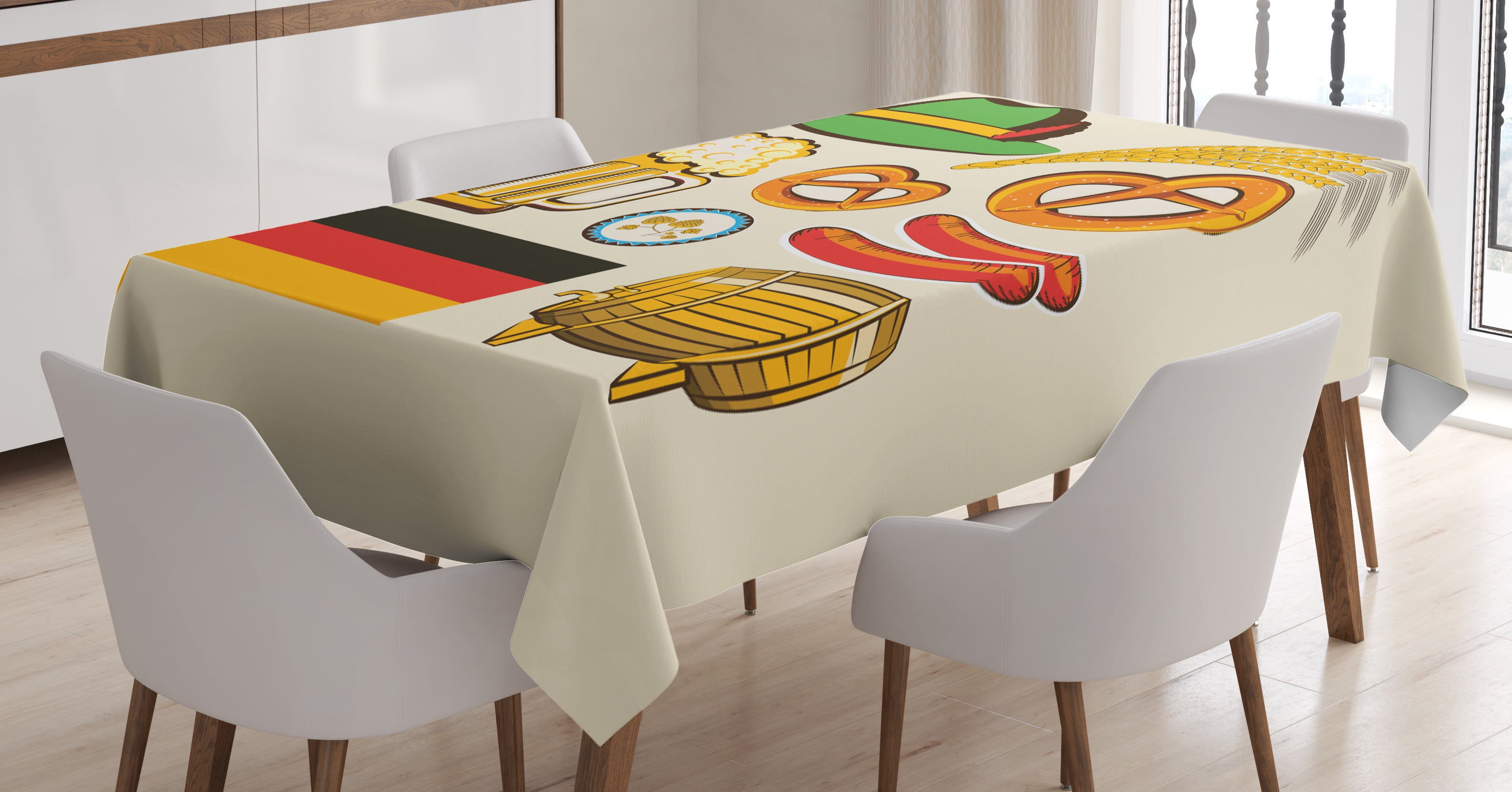 Ambesonne German Tablecloth Rectangular Table Cover, Wheat Beer ...