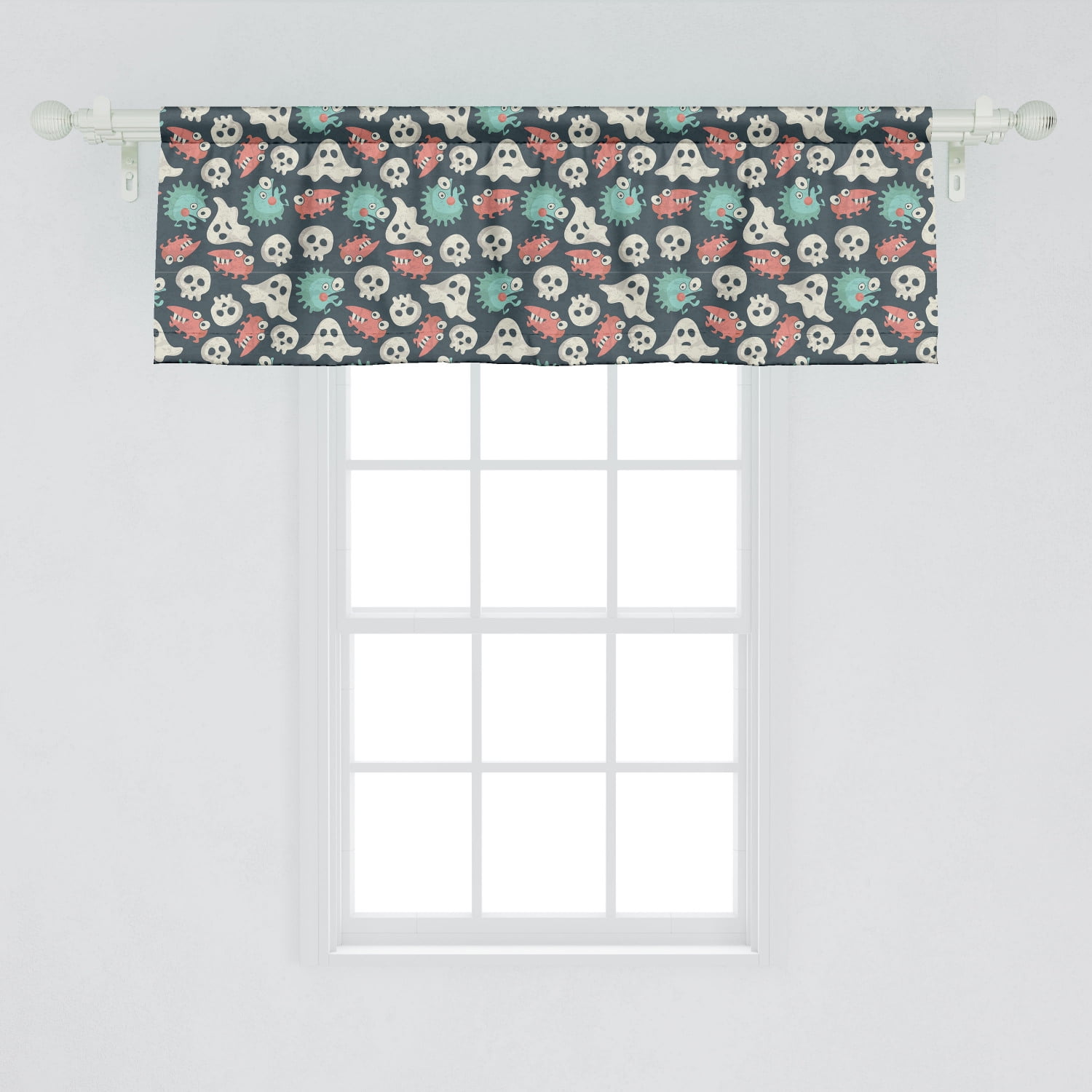 Ambesonne Ghost Window Valance, Pattern with Spooky Weird Monsters ...