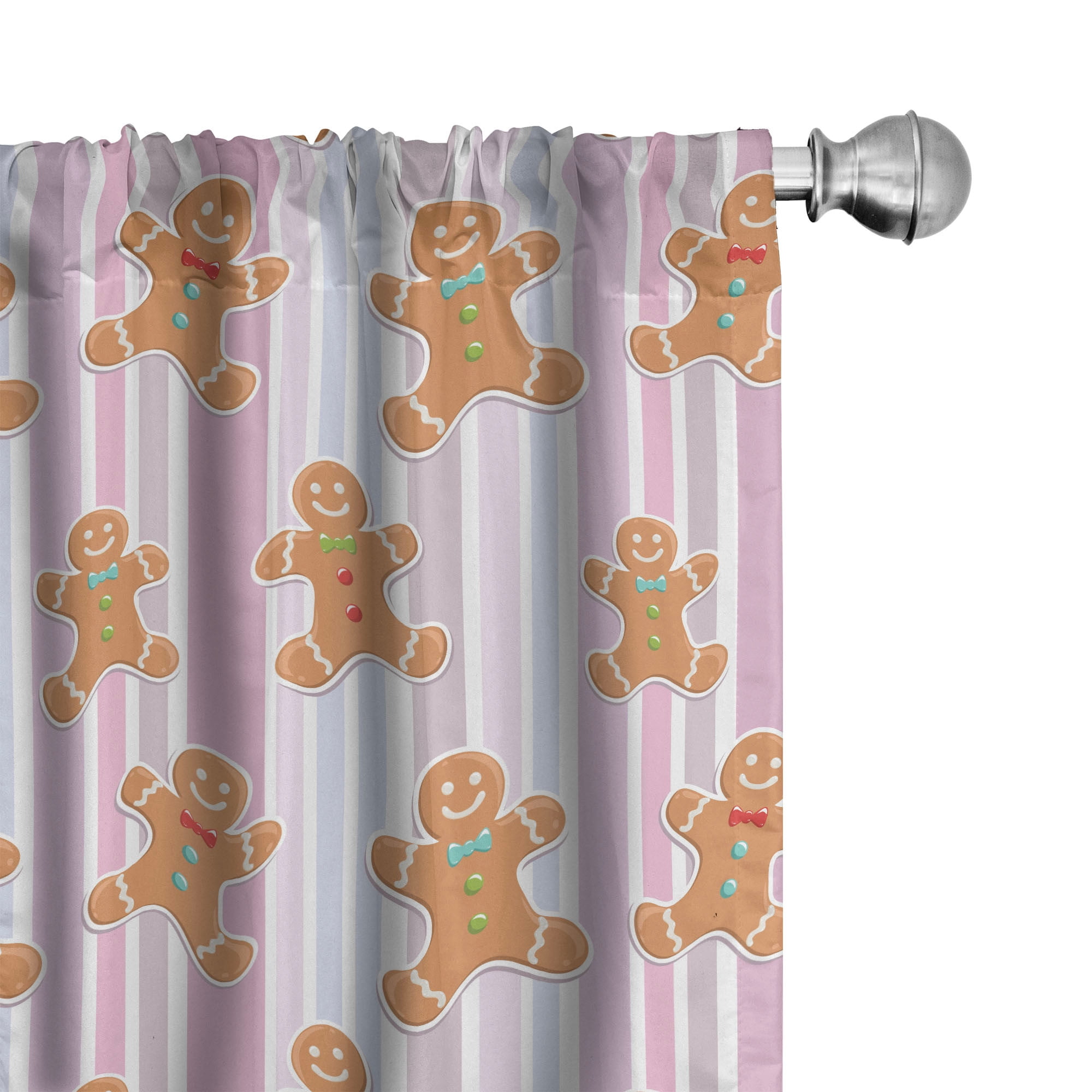 Ambesonne Gingerbread Man Curtains, Xmas Goodies, Pair of 28"x84 ...