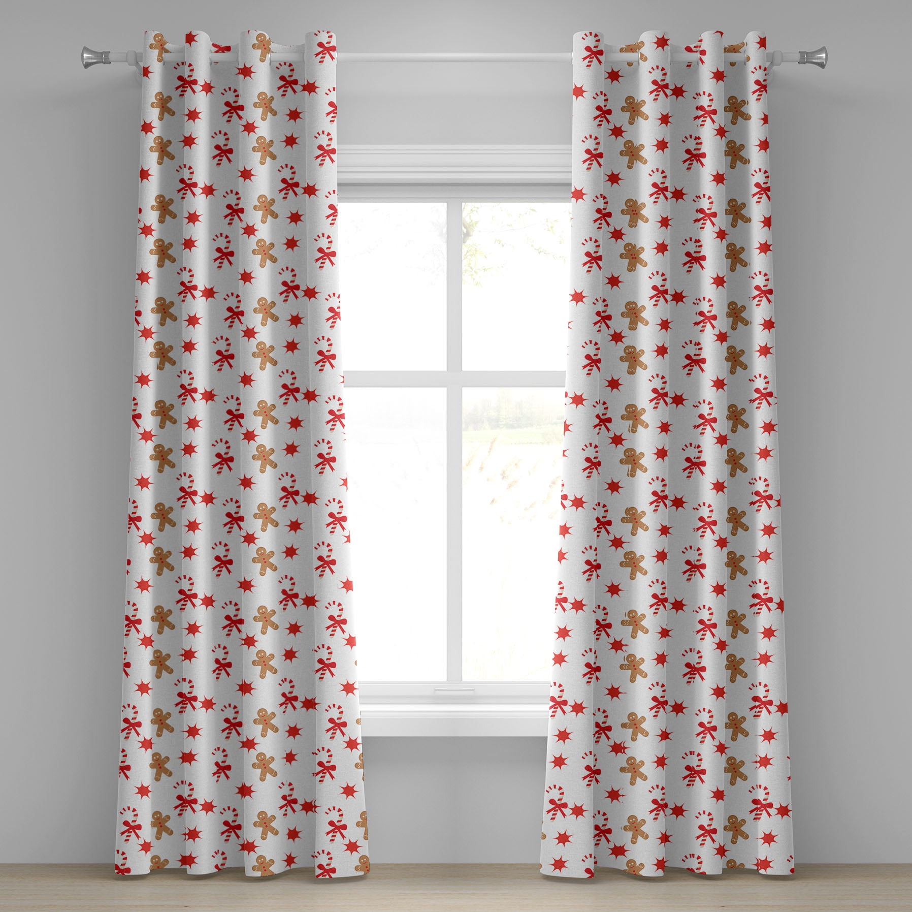 Ambesonne Gingerbread Man Grommet Curtain, Candy Red Star, 50" x 72 ...