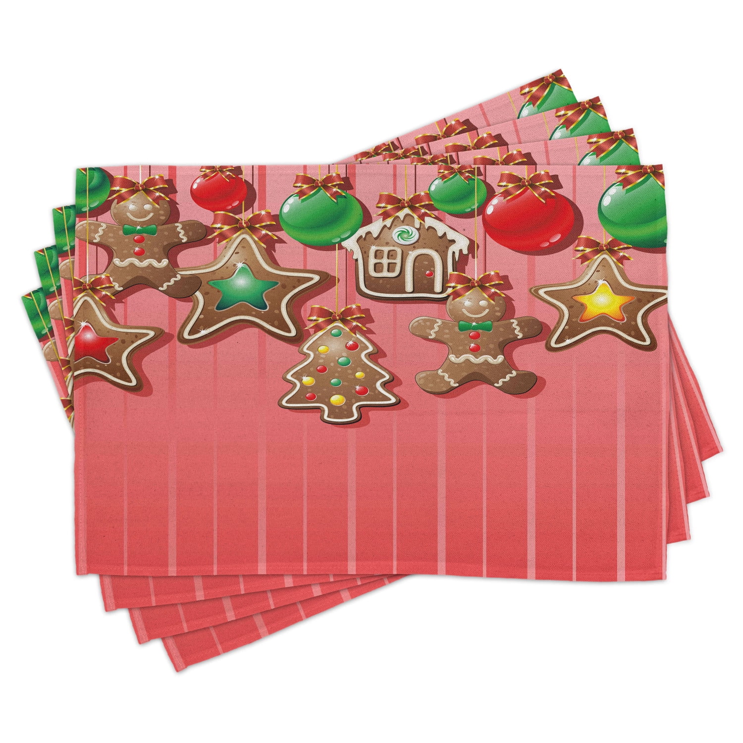 Ambesonne Gingerbread Man Place Mats Set of 4, Symbolic Pastry ...