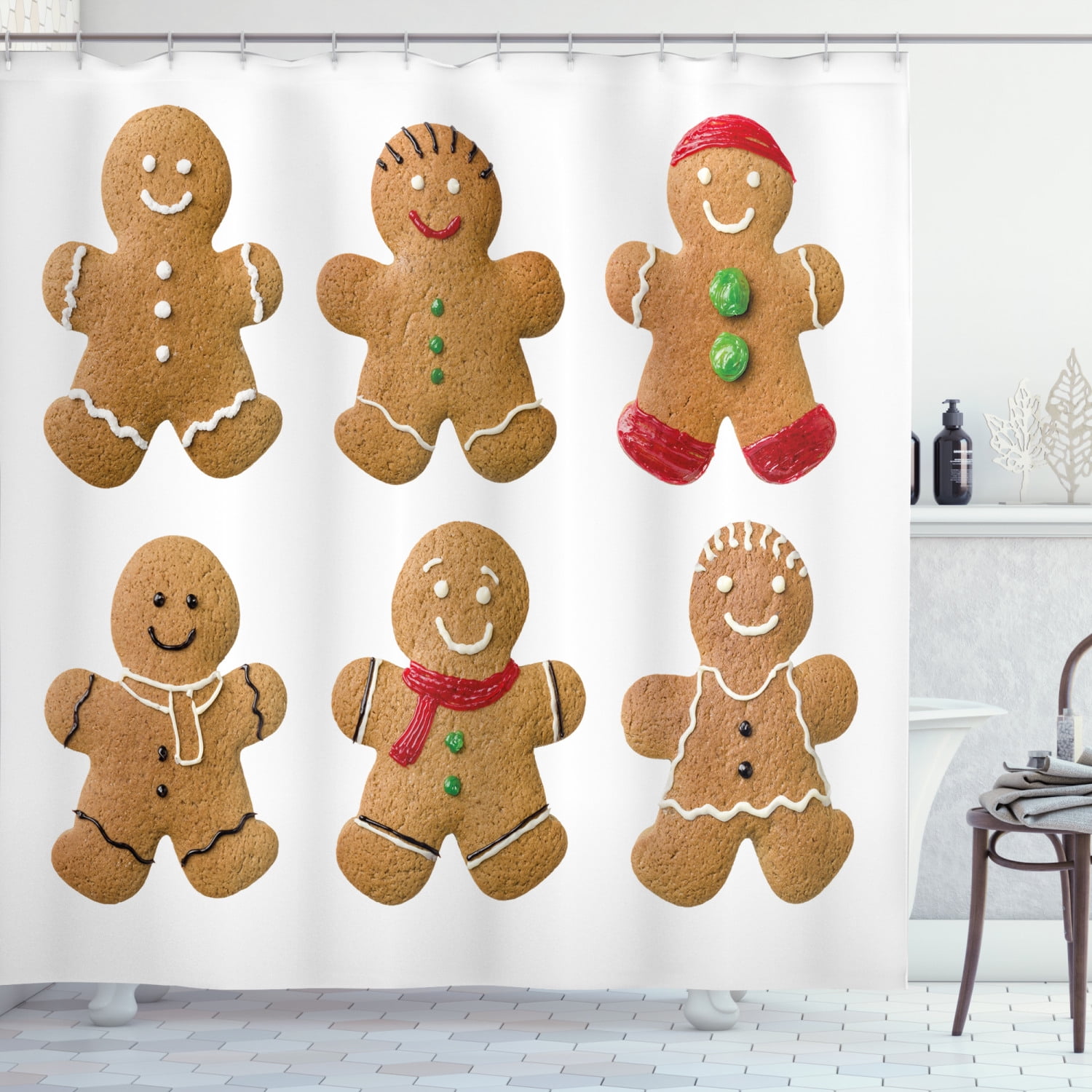 Ambesonne Gingerbread Man Shower Curtain, Homemade, 69"Wx70"L, Pale ...