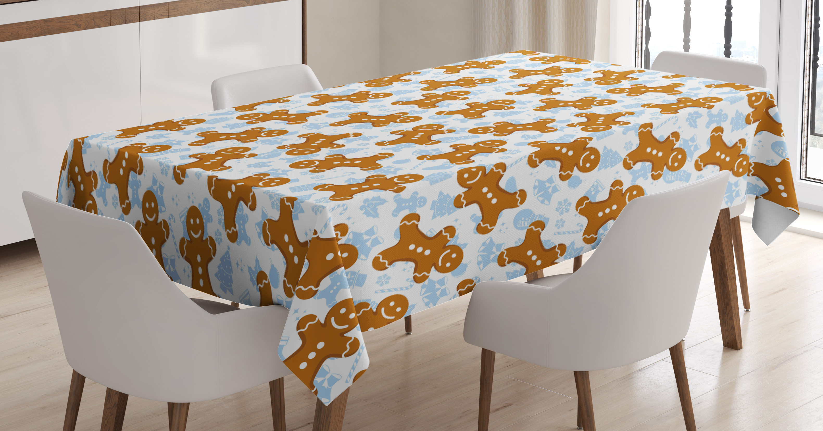 Ambesonne Gingerbread Man Tablecloth Rectangular Table Cover, Tile, 60 ...