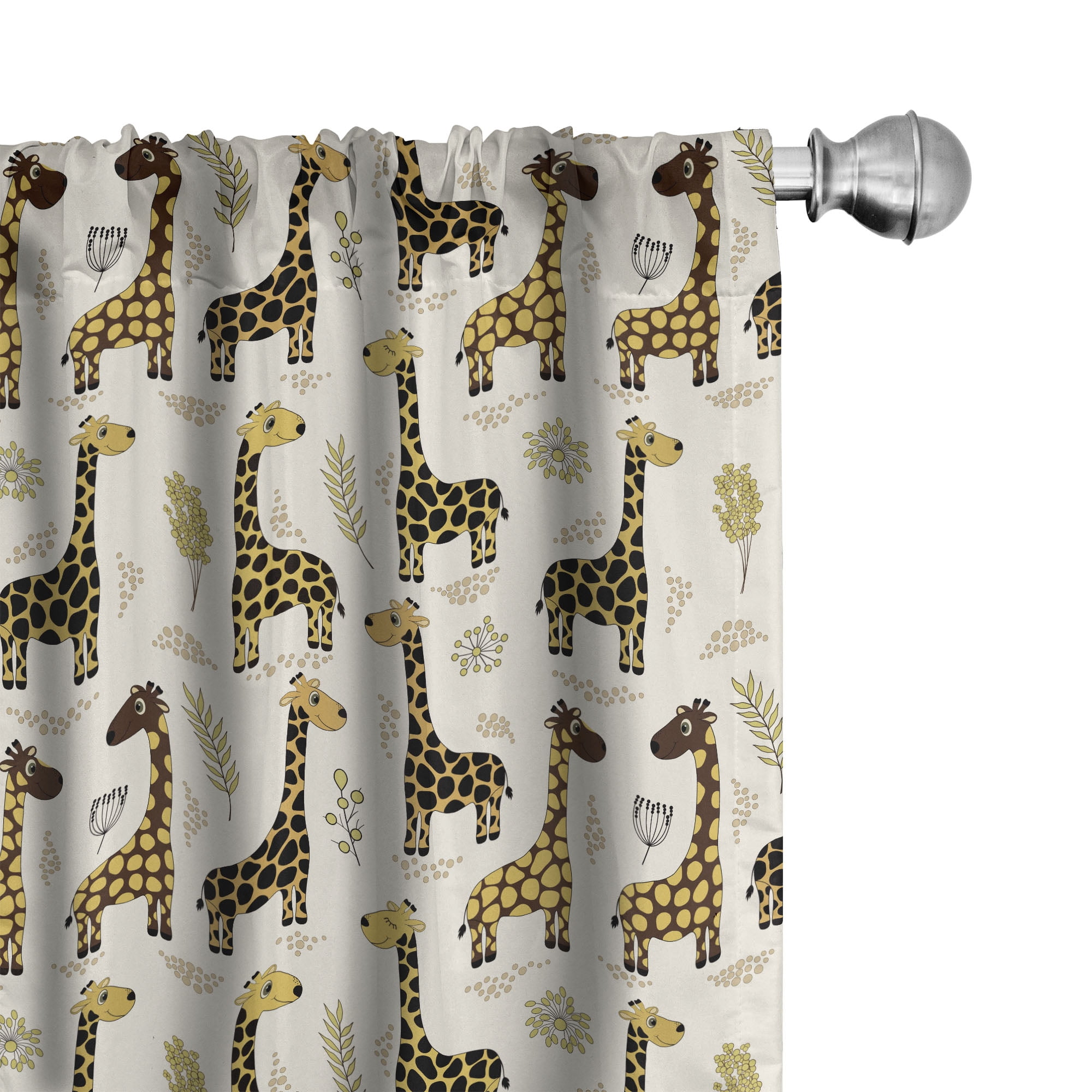Ambesonne Giraffe Curtains, Cheery Animals, Pair of 28"x63", Multicolor ...