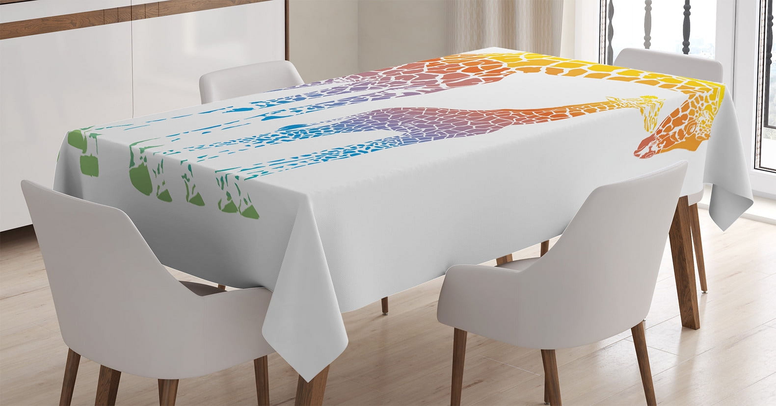 Ambesonne Giraffe Tablecloth Rectangular Table Cover, Surrealist View ...