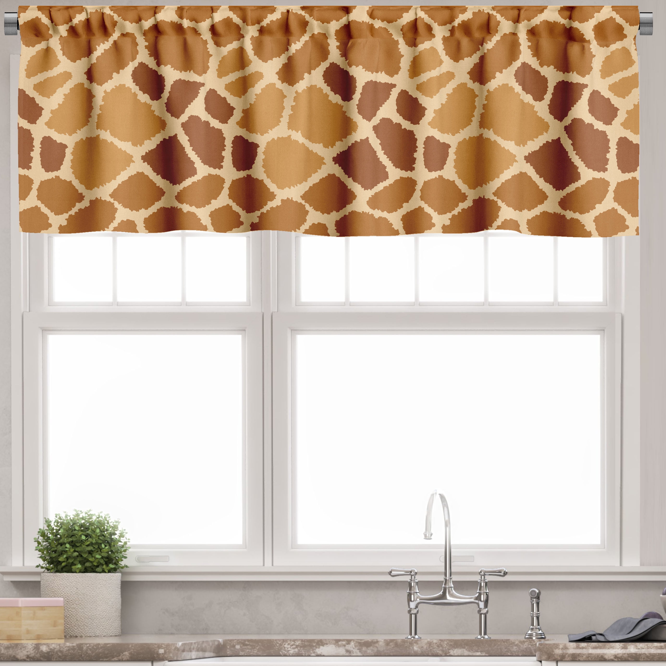 Ambesonne Giraffe Valance Pack of 2, Rhythmic Animal Skin Art, 54"X18 ...