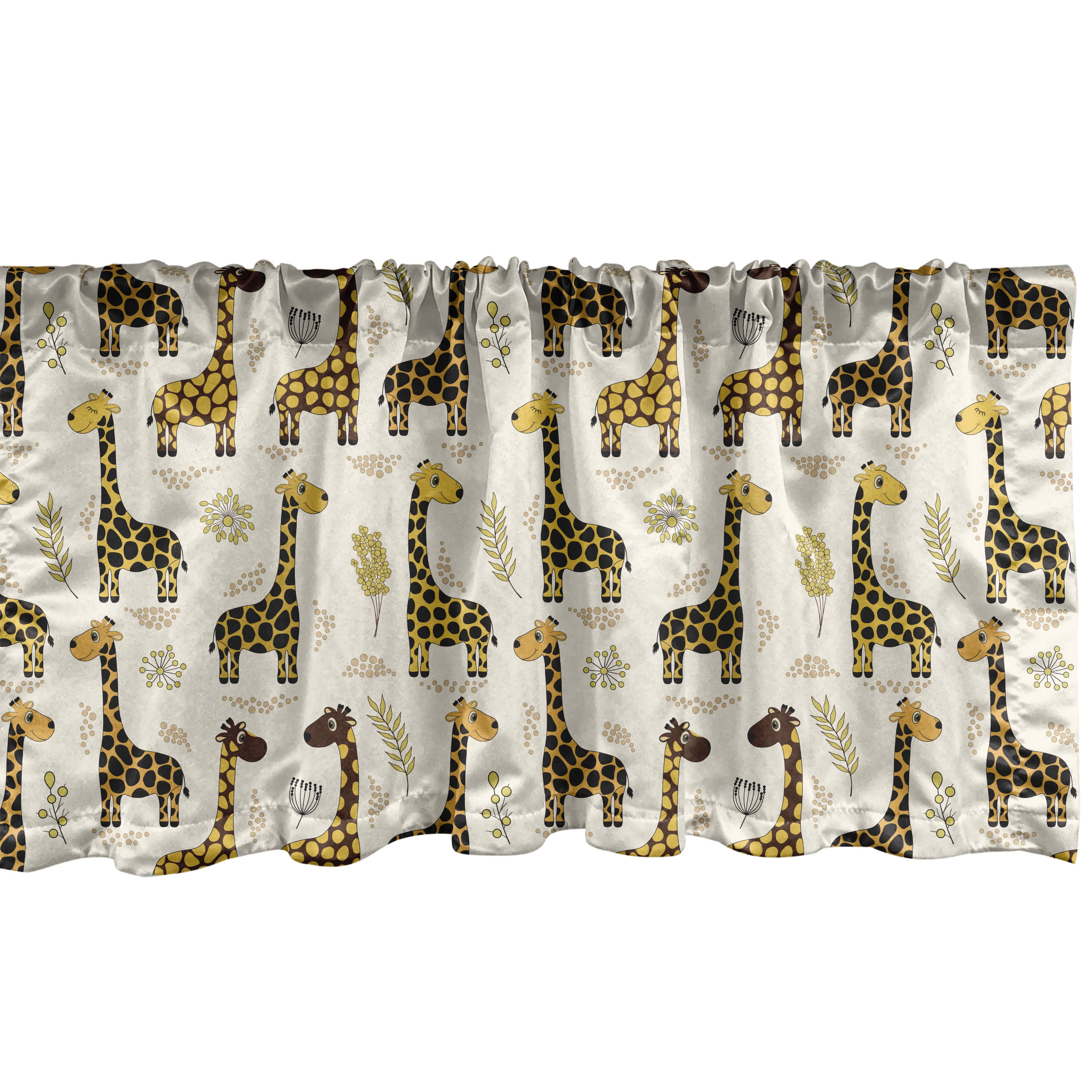 Ambesonne Giraffe Window Valance, Cheery Animals, 54" X 12", Multicolor ...