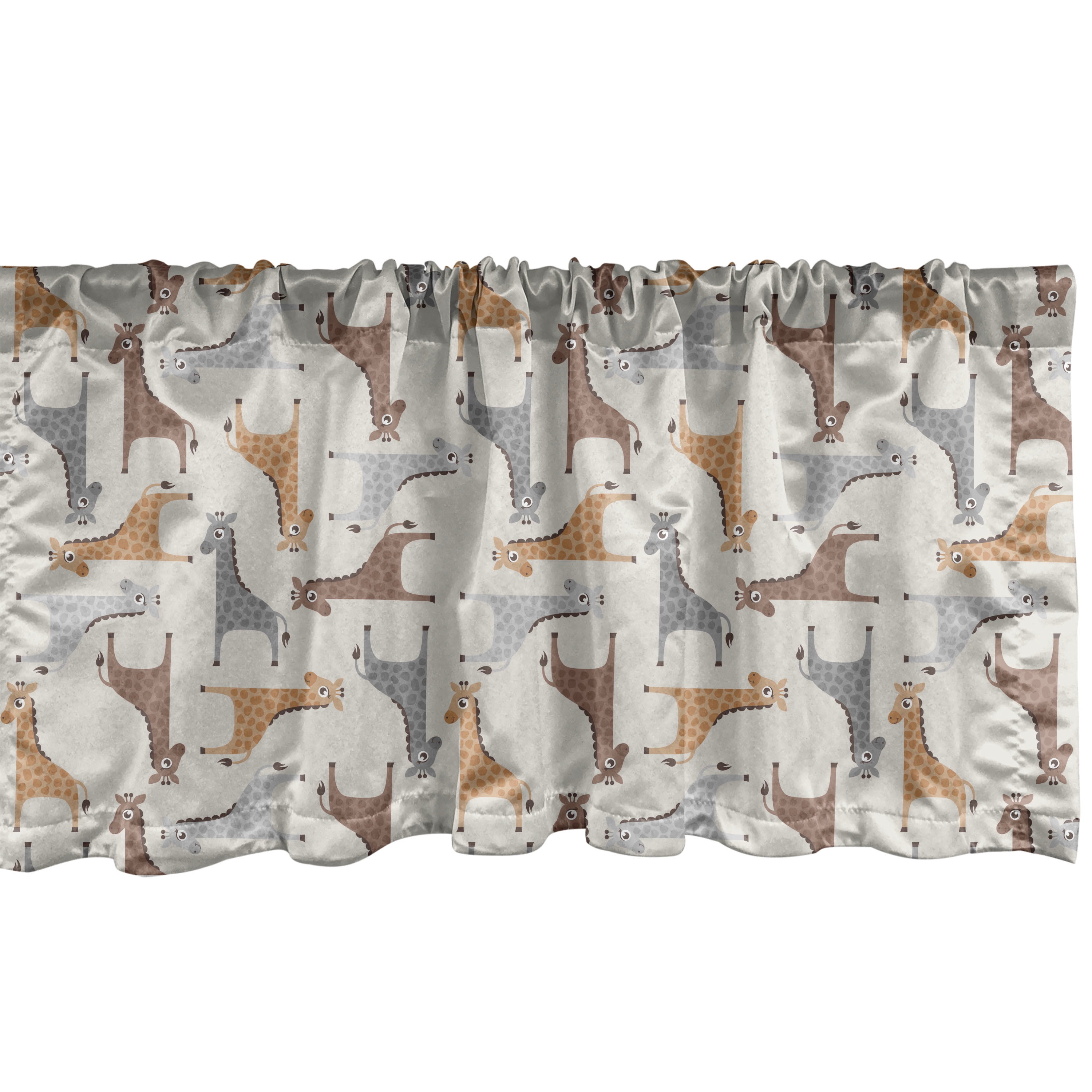 Ambesonne Giraffe Window Valance, Long Neck with Spots, 42" x 18", Pale ...
