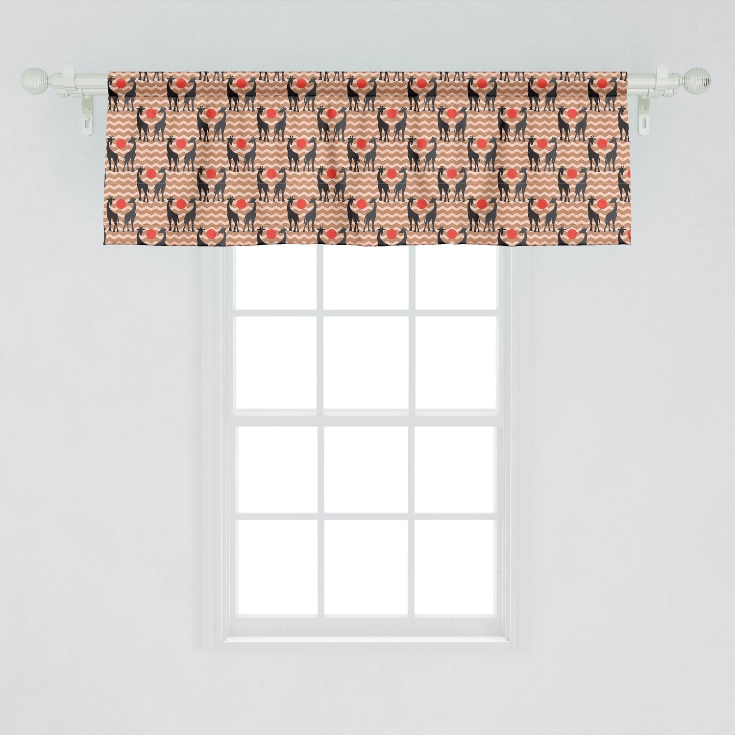 Ambesonne Giraffe Window Valance, Vintage Safari Savannah with Animal ...