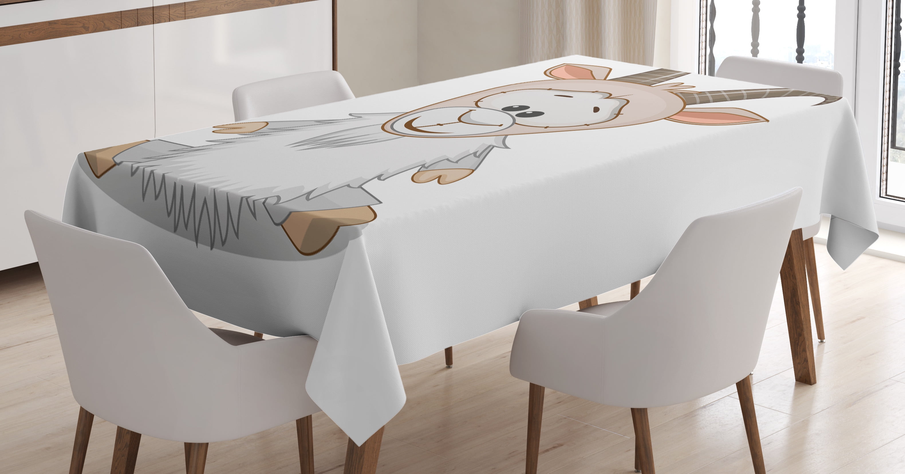 Ambesonne Goat Tablecloth Rectangular Table Cover, Ibex Cheerful Mood ...