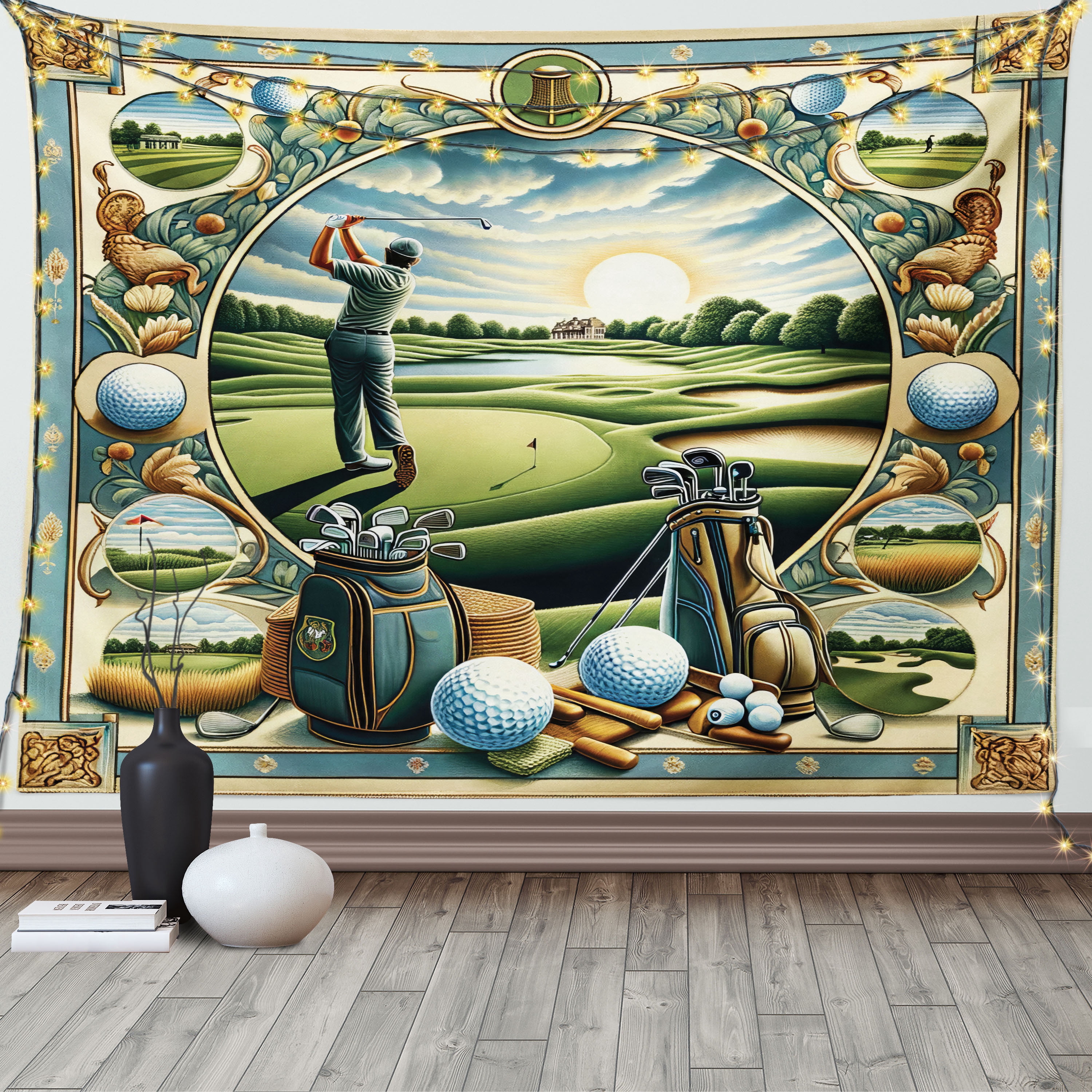 Ambesonne Golf Themed Tapestry Wall Hanging, Classicism Painting, 80 ...