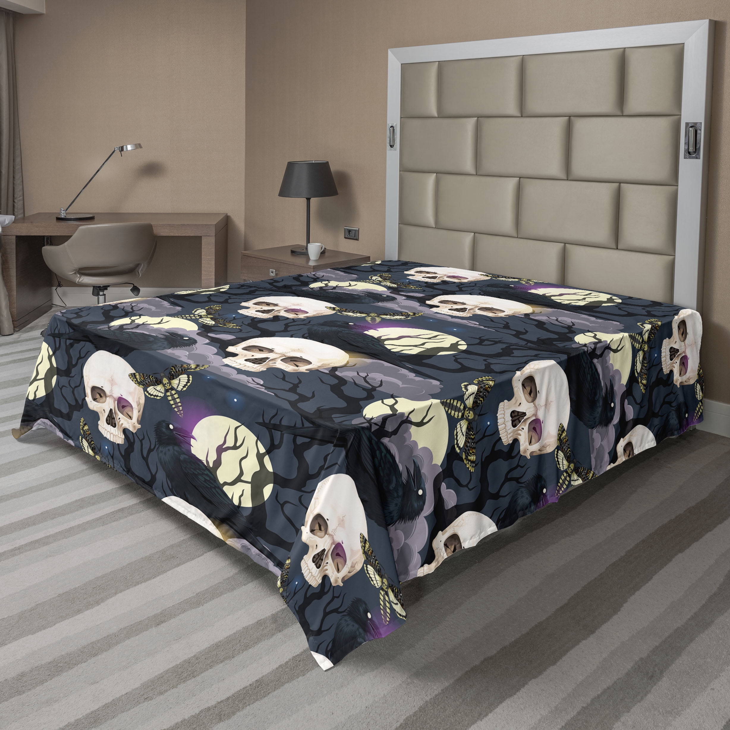 Ambesonne Goth Night Flat Bedding Sheet Soft Top Sheet, Misty Woods ...