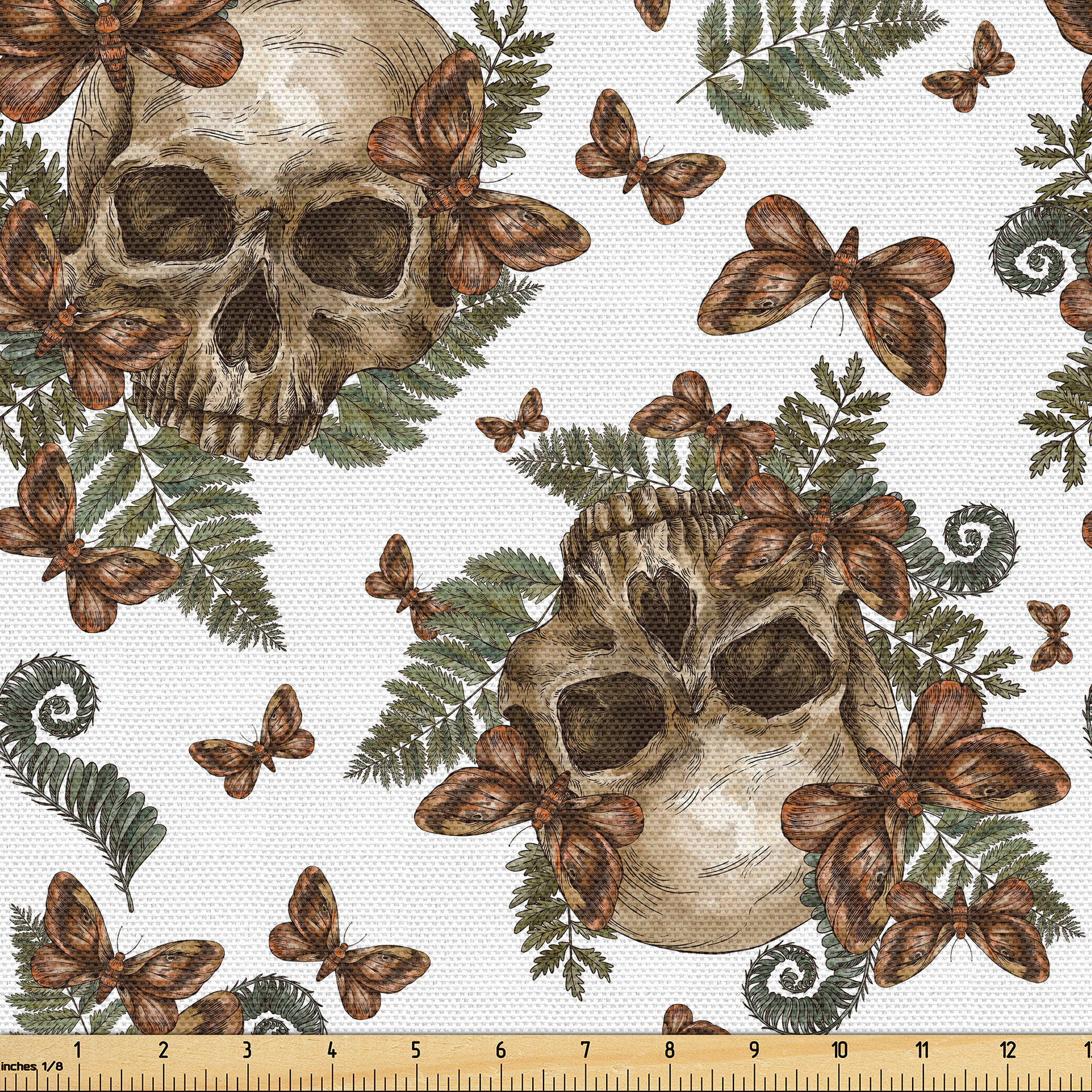 Ambesonne Goth Vibes Fabric by the Yard Upholstery, Leafy Esoteric Moth ...