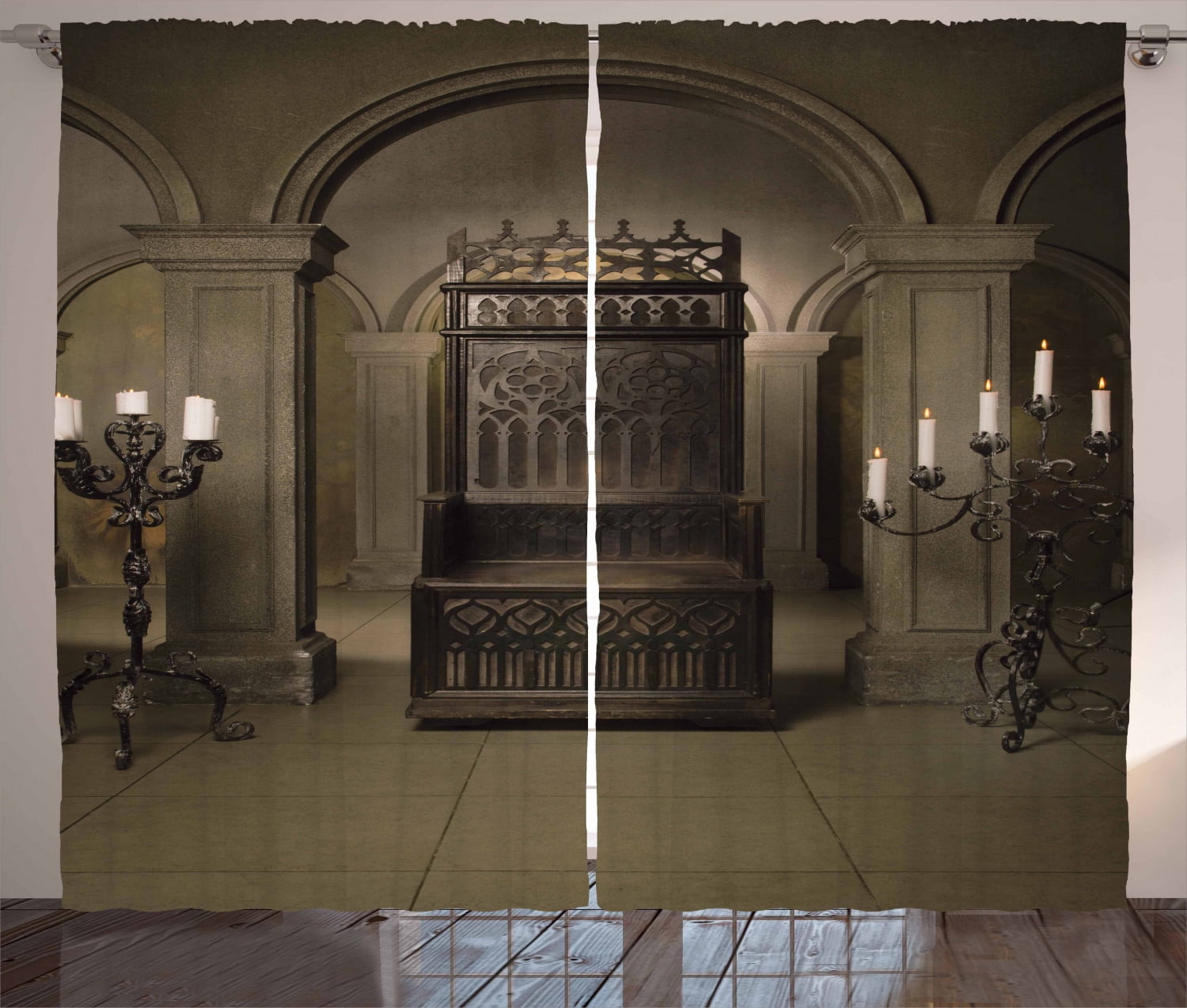 Ambesonne Gothic Curtains 2 Panel Set, Renaissance Castle King, 108" x ...