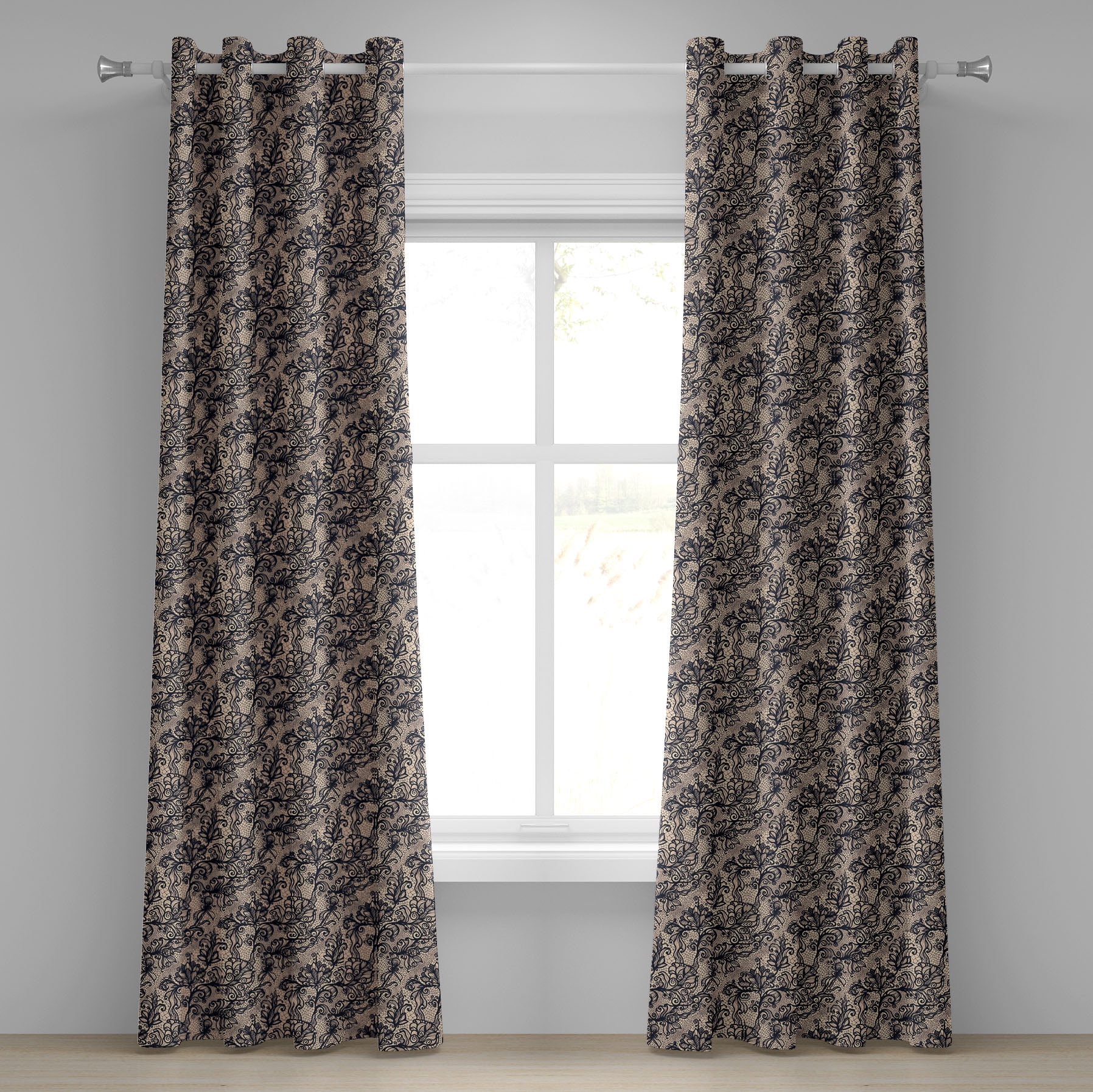 Ambesonne Gothic Grommet Curtain, Nature Inspired Feminine, 50" x 96 ...