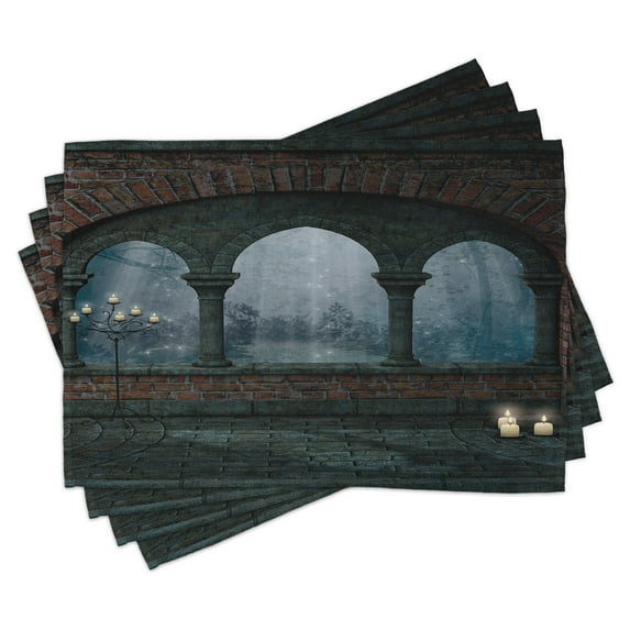 Ambesonne Gothic Place Mats Set of 4, Medieval Castle at Night ...
