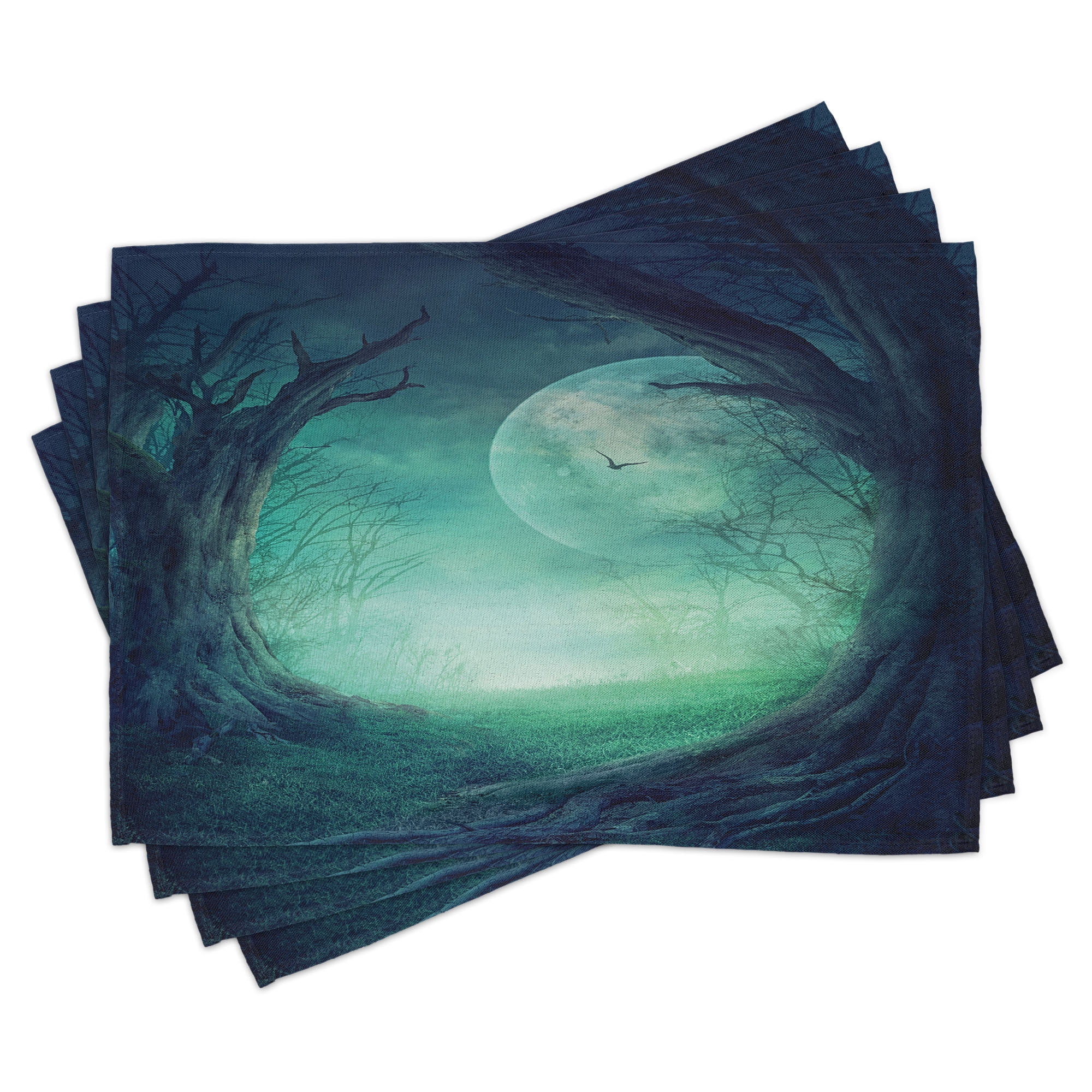 Ambesonne Gothic Place Mats Set of 4, Spooky Valley in Woods, Standard ...