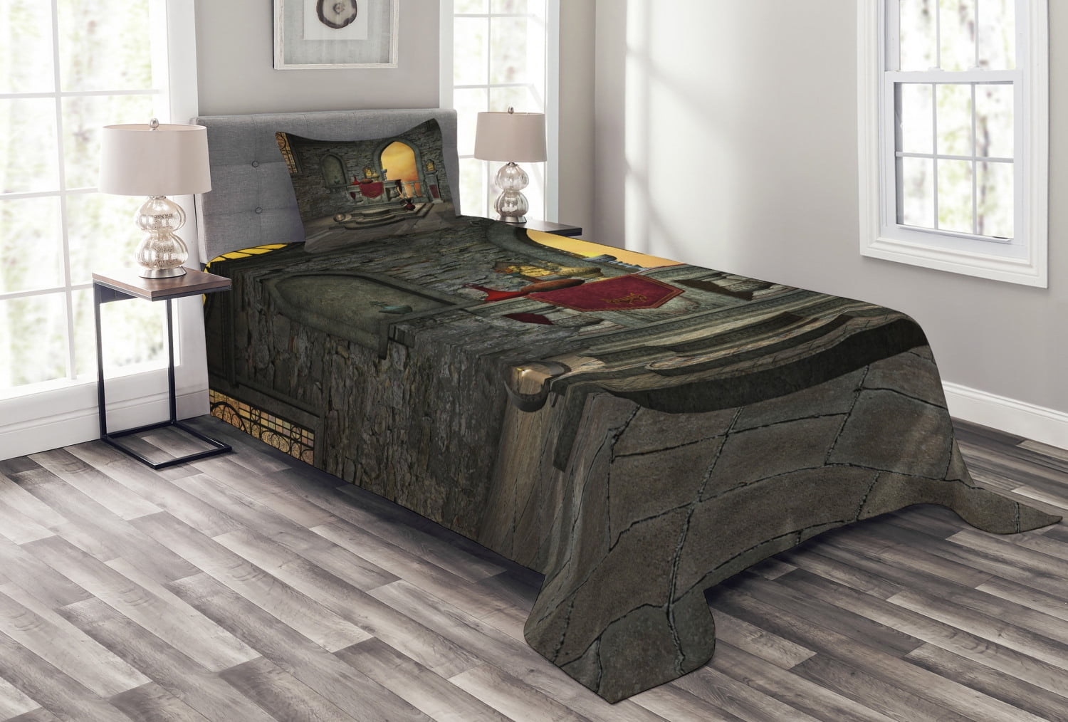 Ambesonne Gothic Quilted Bedspread Set 2 Pcs, Altar Design, Twin Size ...