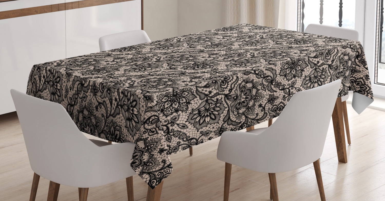 Ambesonne Gothic Tablecloth Rectangular Table Cover, Flowers ...