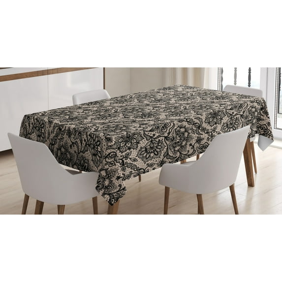 Ambesonne Gothic Tablecloth Rectangular Table Cover, Flowers ...