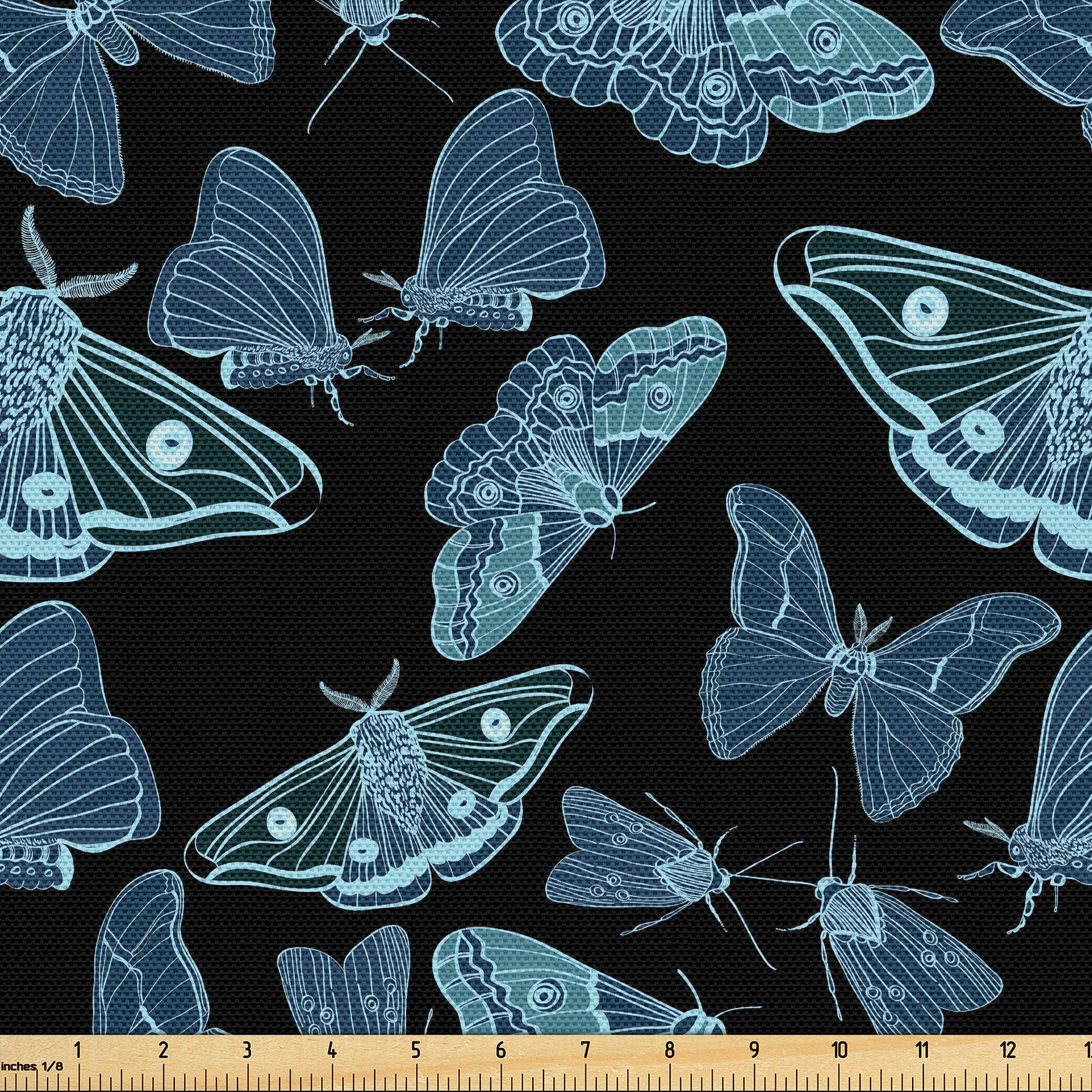 Ambesonne Gothic Themed Fabric by the Yard Upholstery, Occult Moth ...