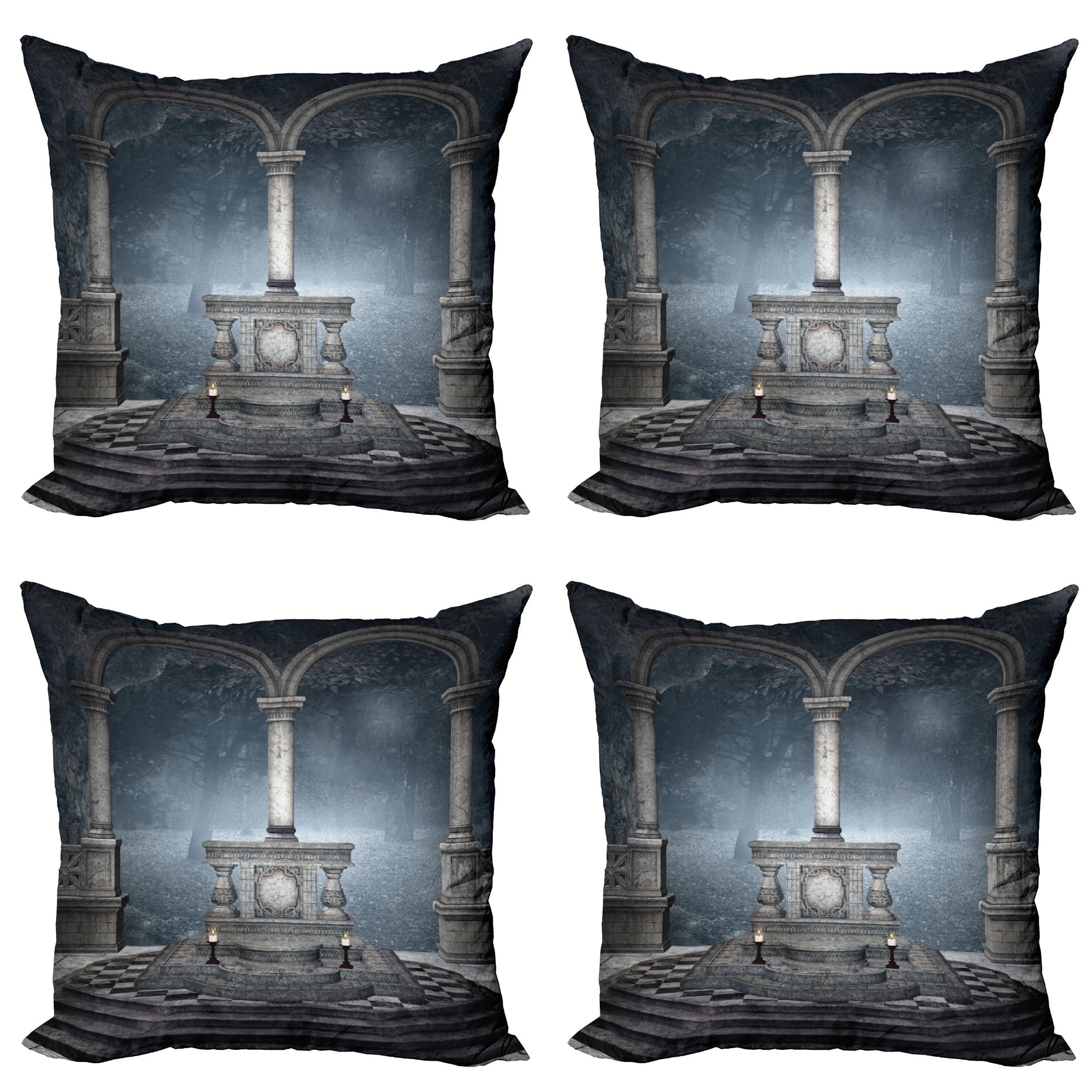 Ambesonne Gothic Throw Pillow Cover 4 Pack, Roman Style Stone Altar, 24 ...
