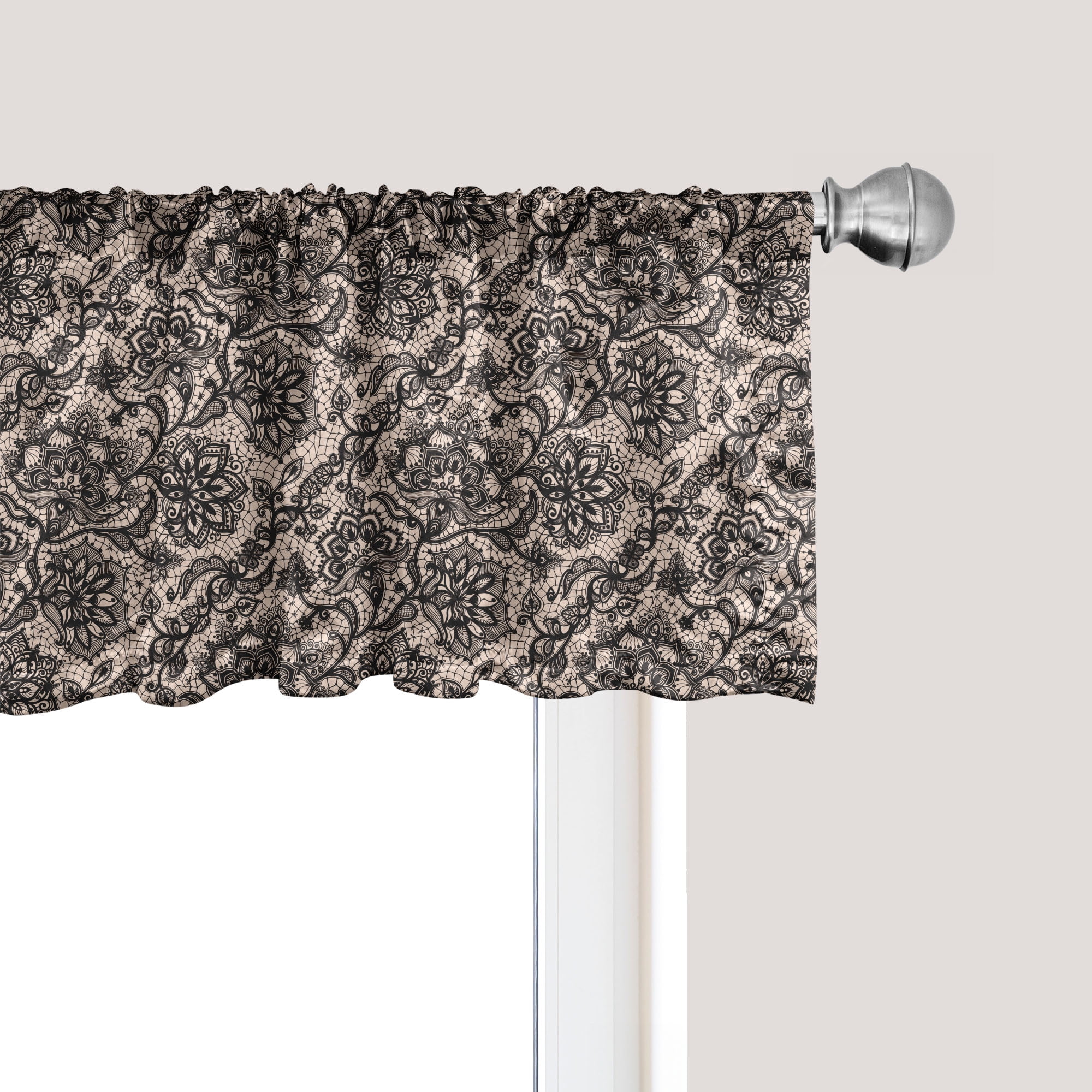 Ambesonne Gothic Window Valance, Flowers Butterflies Lace, 54" X 12 ...
