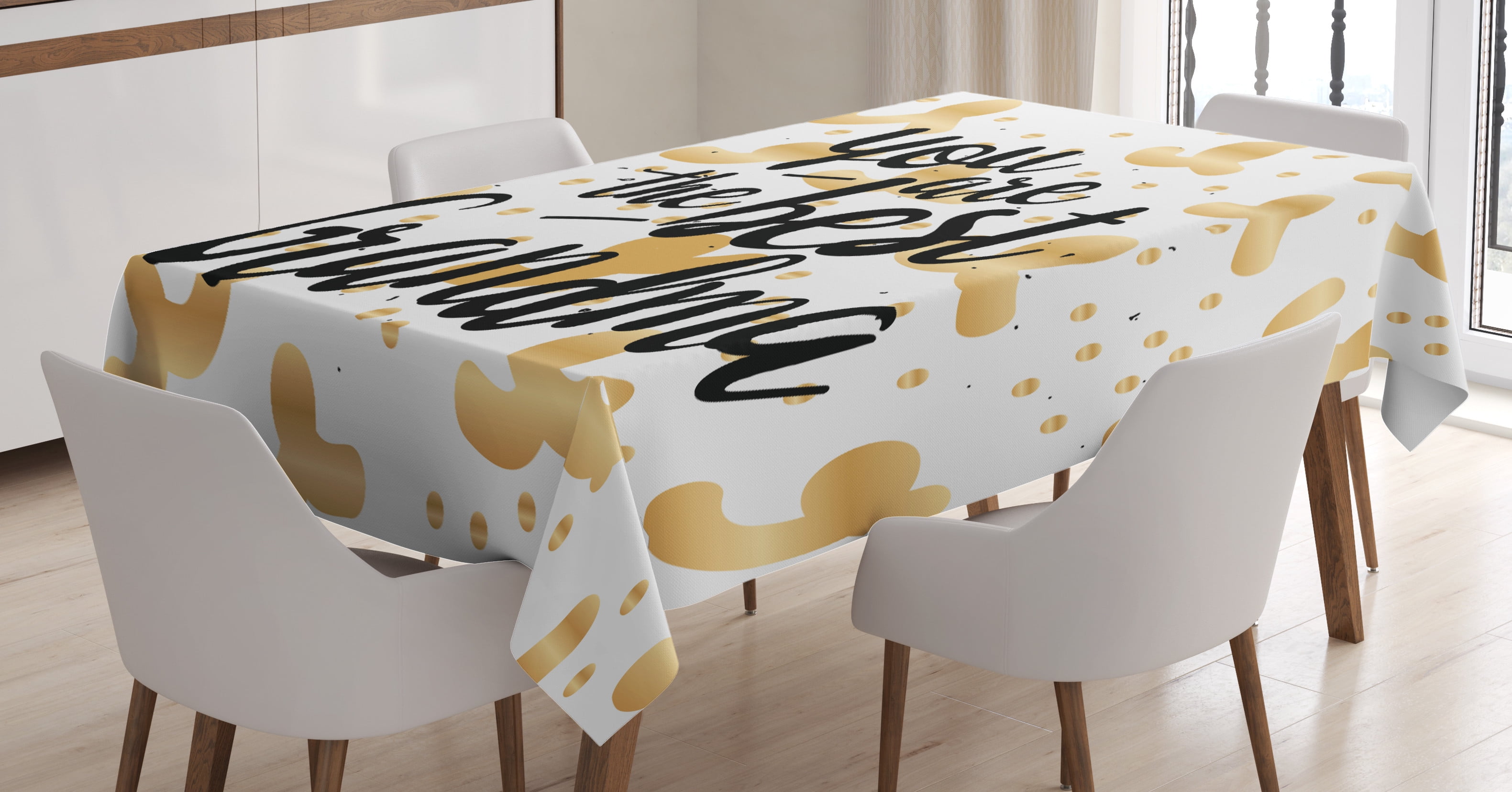 Ambesonne Grandma Tablecloth Rectangular Table Cover, Beige Dots and ...