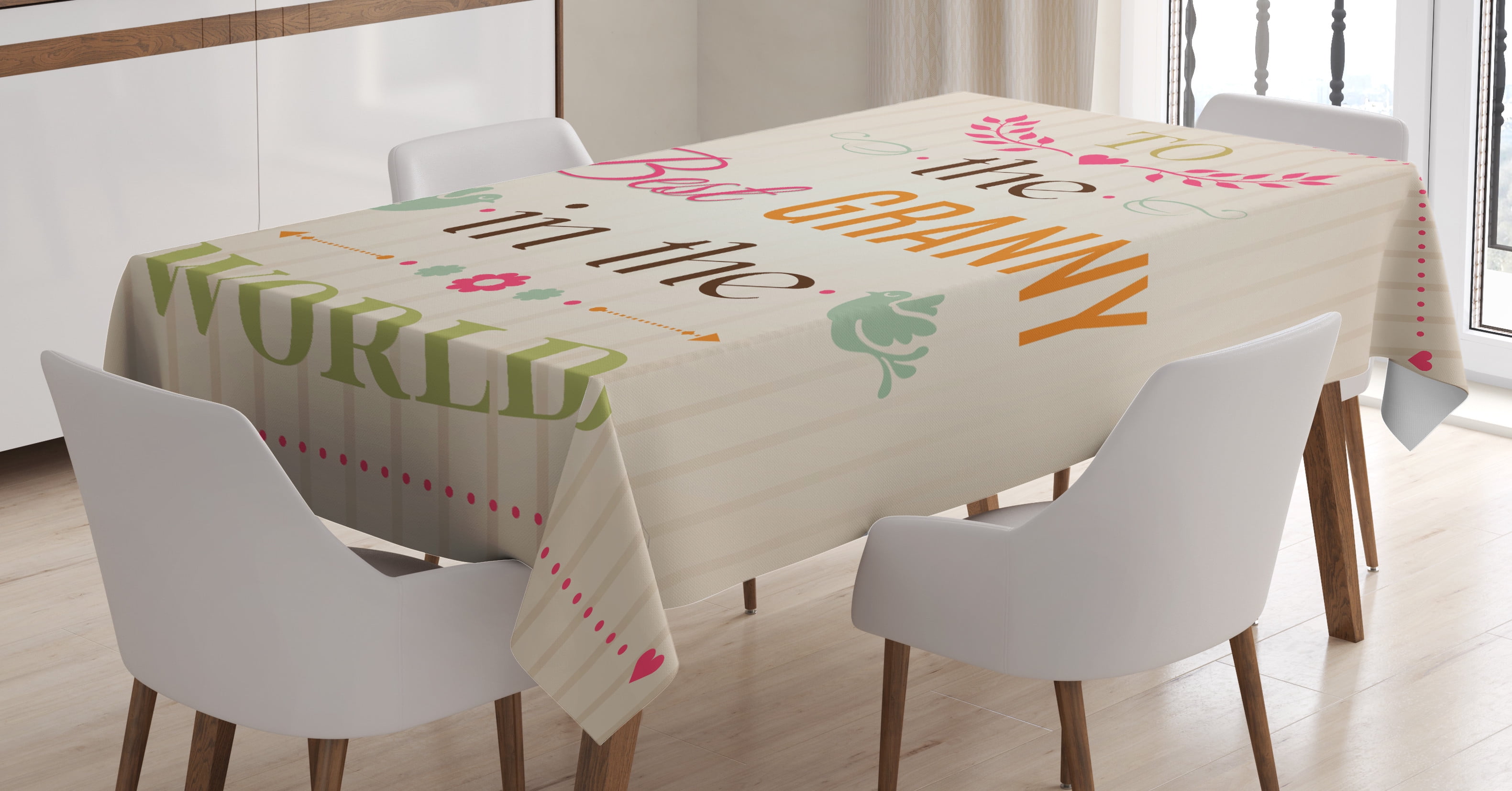 Ambesonne Grandma Tablecloth Rectangular Table Cover, Ornamental ...