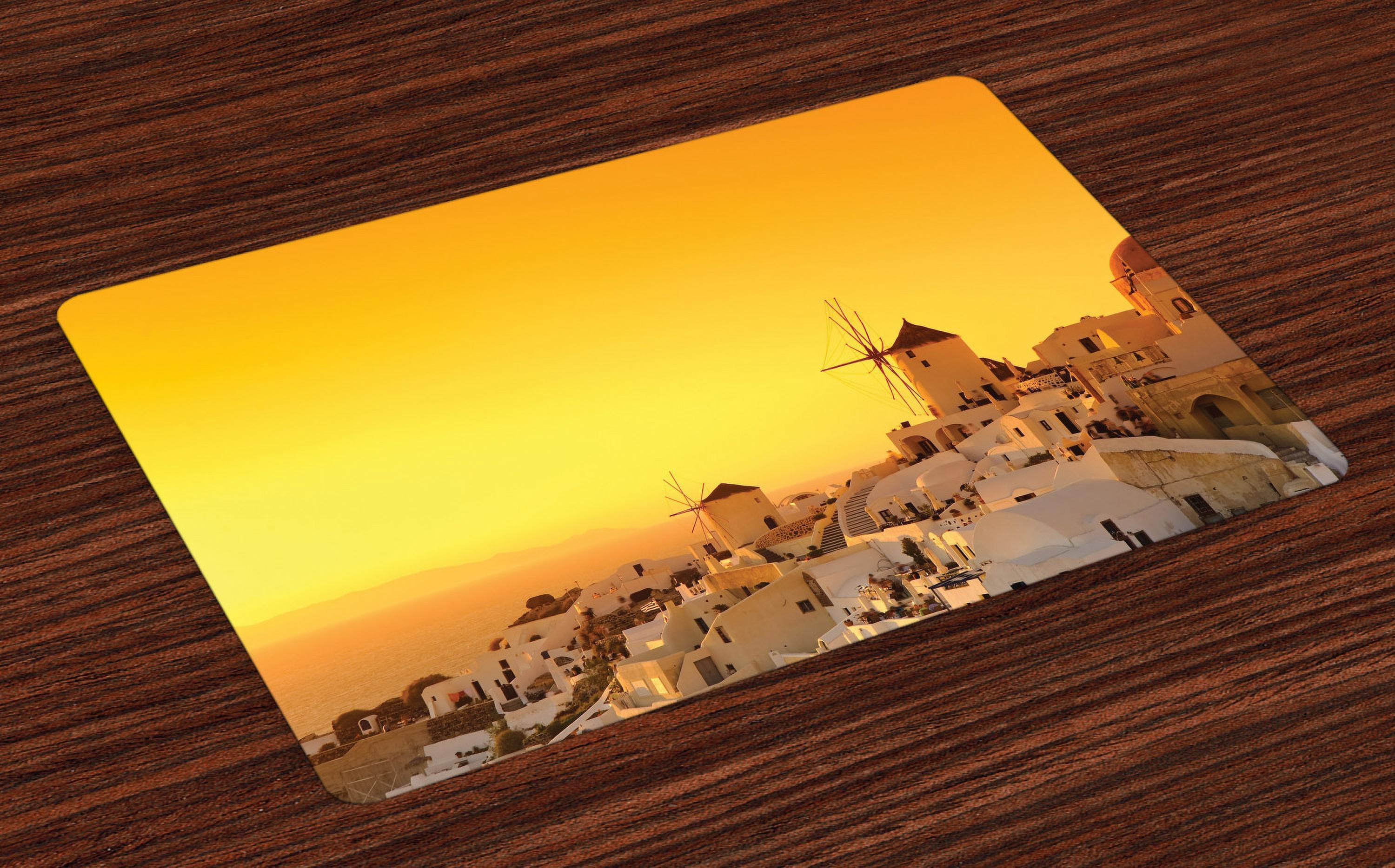Ambesonne Greece Place Mats Set of 4, Sunset Santorini Vacation ...