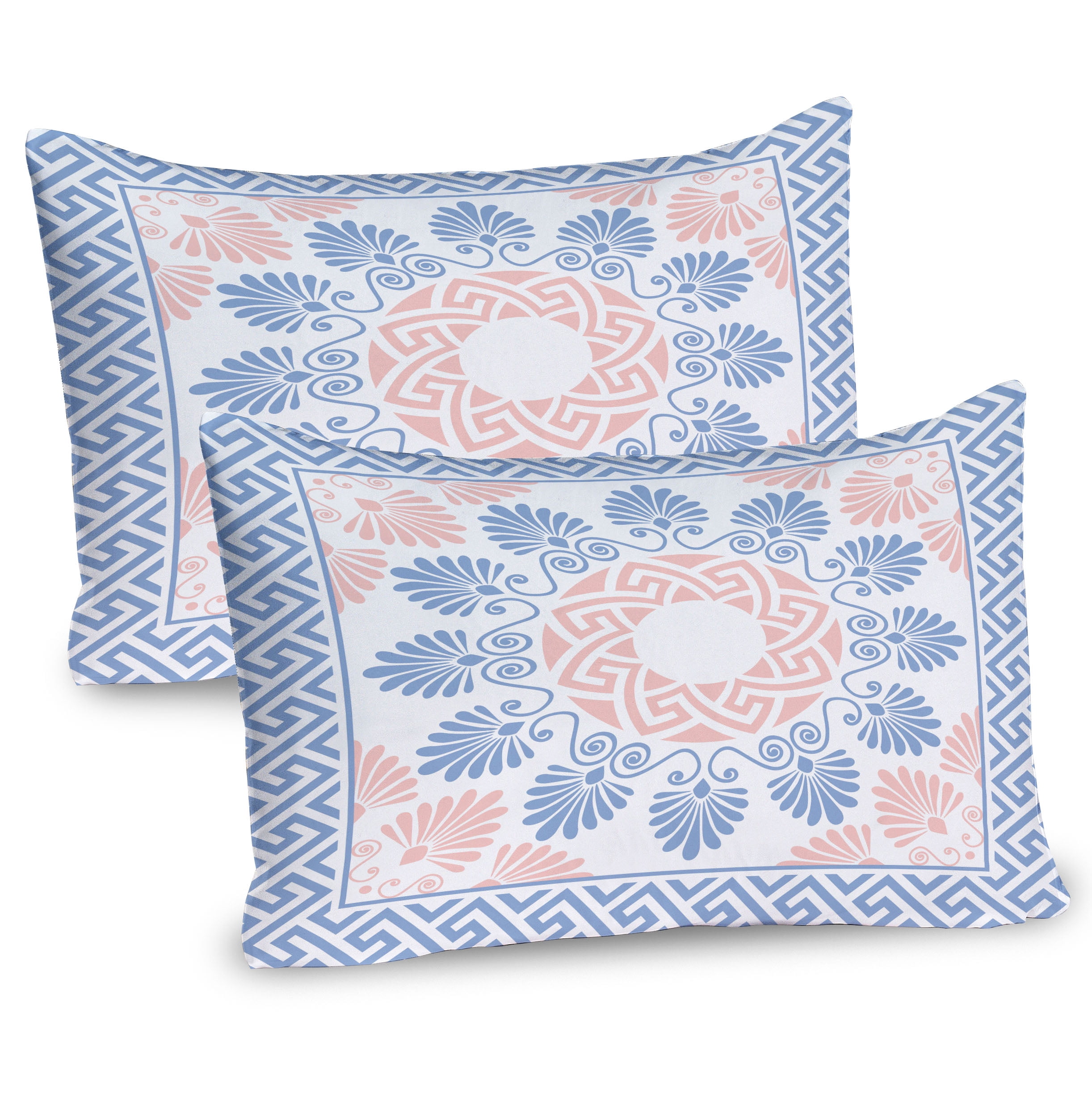 Ambesonne Greek Pillow Sham 2 Pack, Pastel Floral Grecian Design, 26 ...