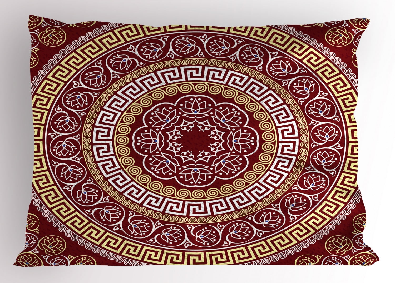 Ambesonne Greek Pillow Sham, Meanders and Flowers Form, 26" X 20", Pale ...