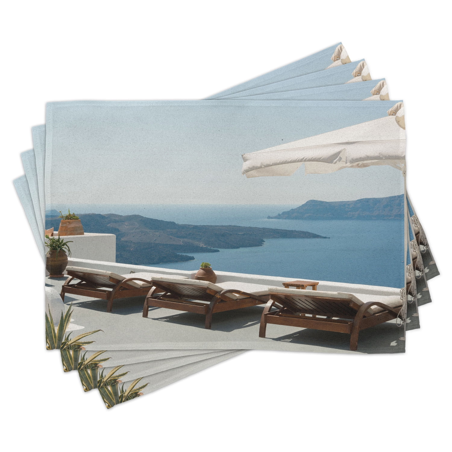 Ambesonne Greek Place Mats Set of 4, Caldera View Santorini, Standard ...