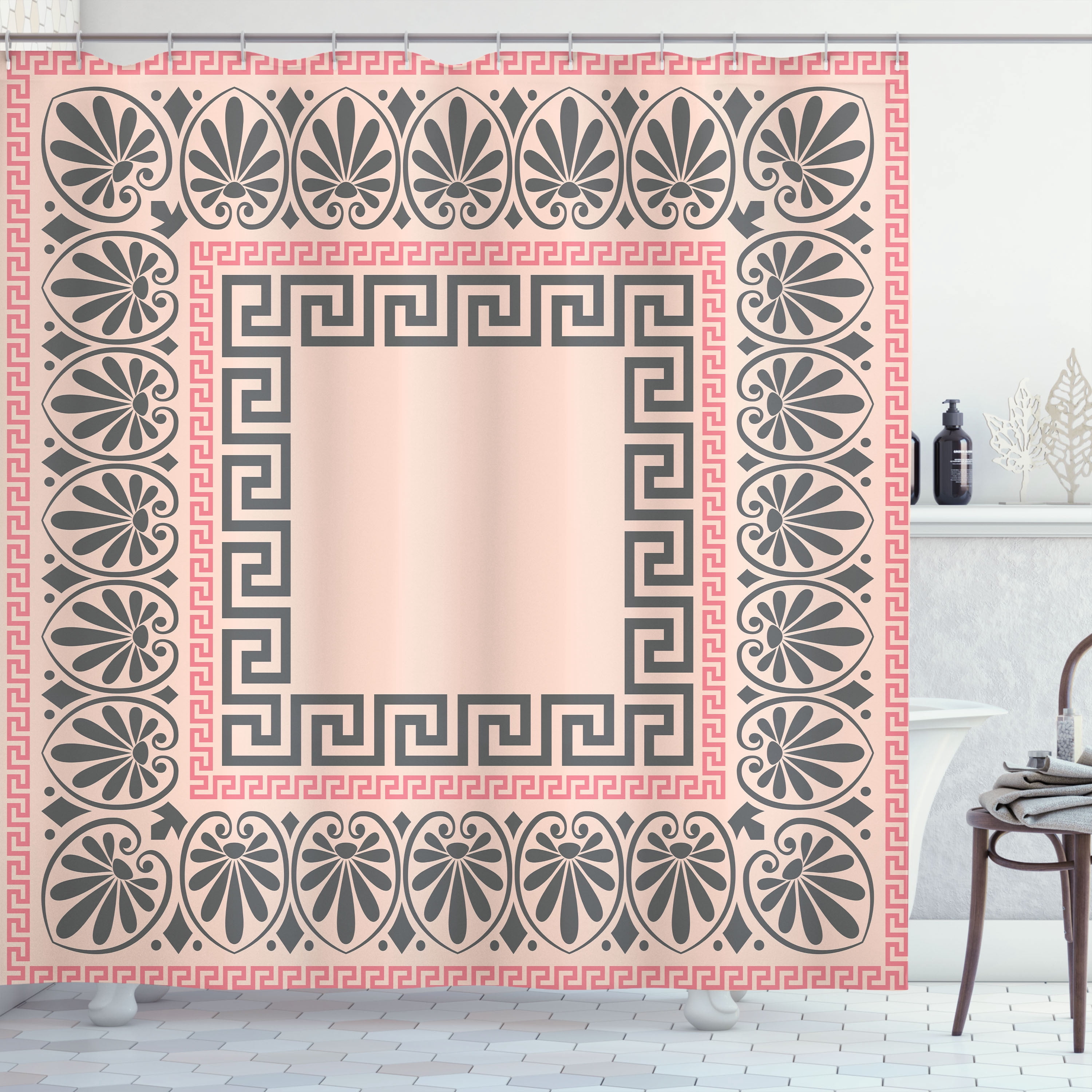 Ambesonne Greek Shower Curtain, Antique Grecian Meandros Art, 69"Wx75"L ...