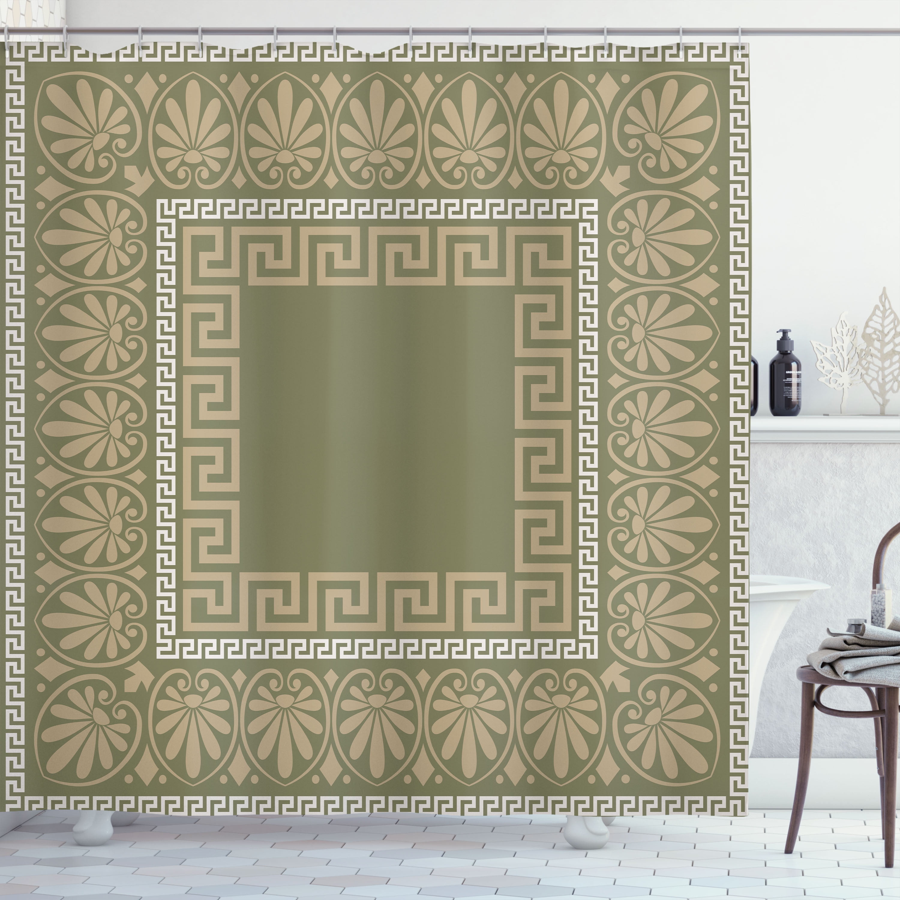 Ambesonne Greek Shower Curtain, Antique Grecian Pattern Print, 69"Wx70 ...