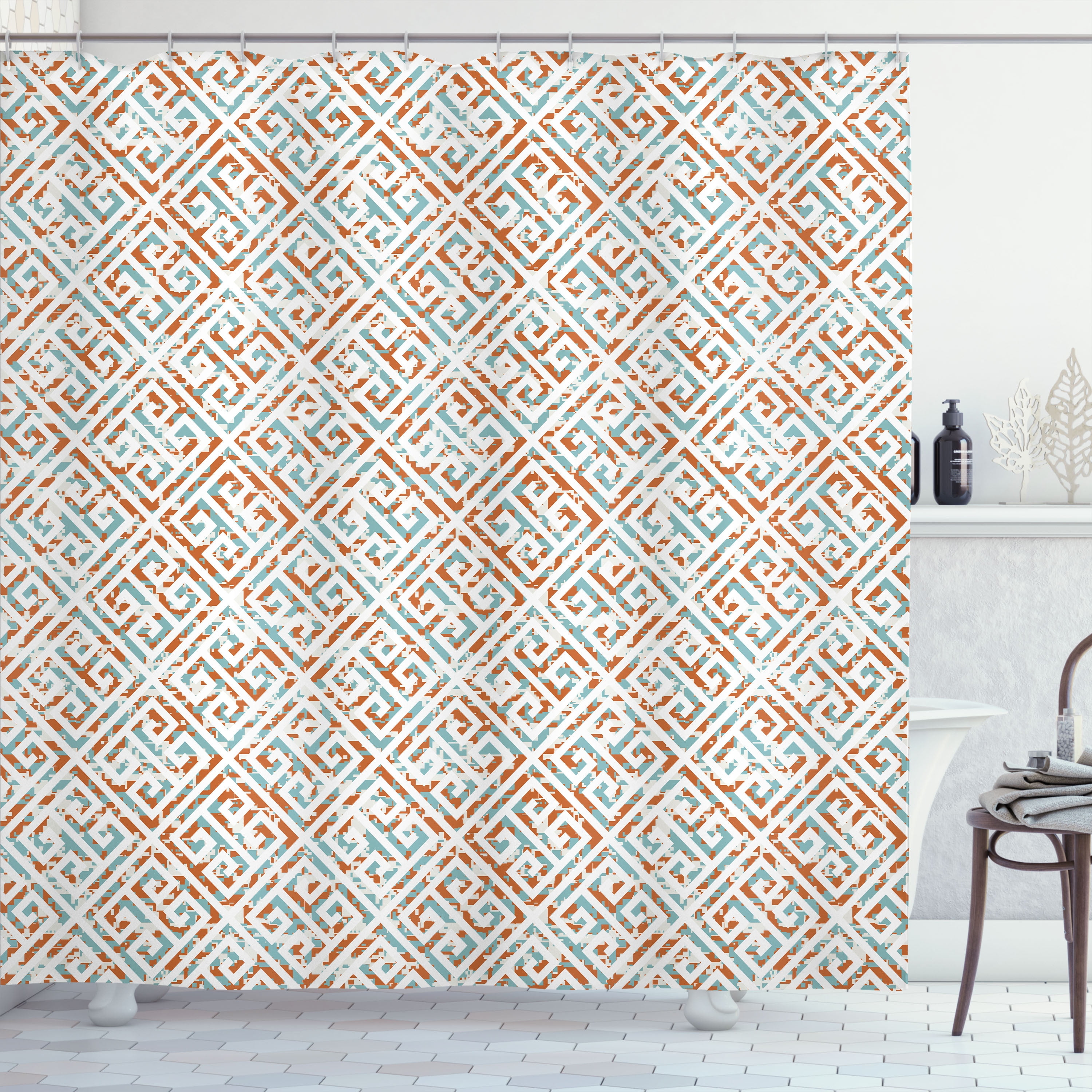 Ambesonne Greek Shower Curtain, Tile Design Camo Pattern Art, 69"Wx70"L ...