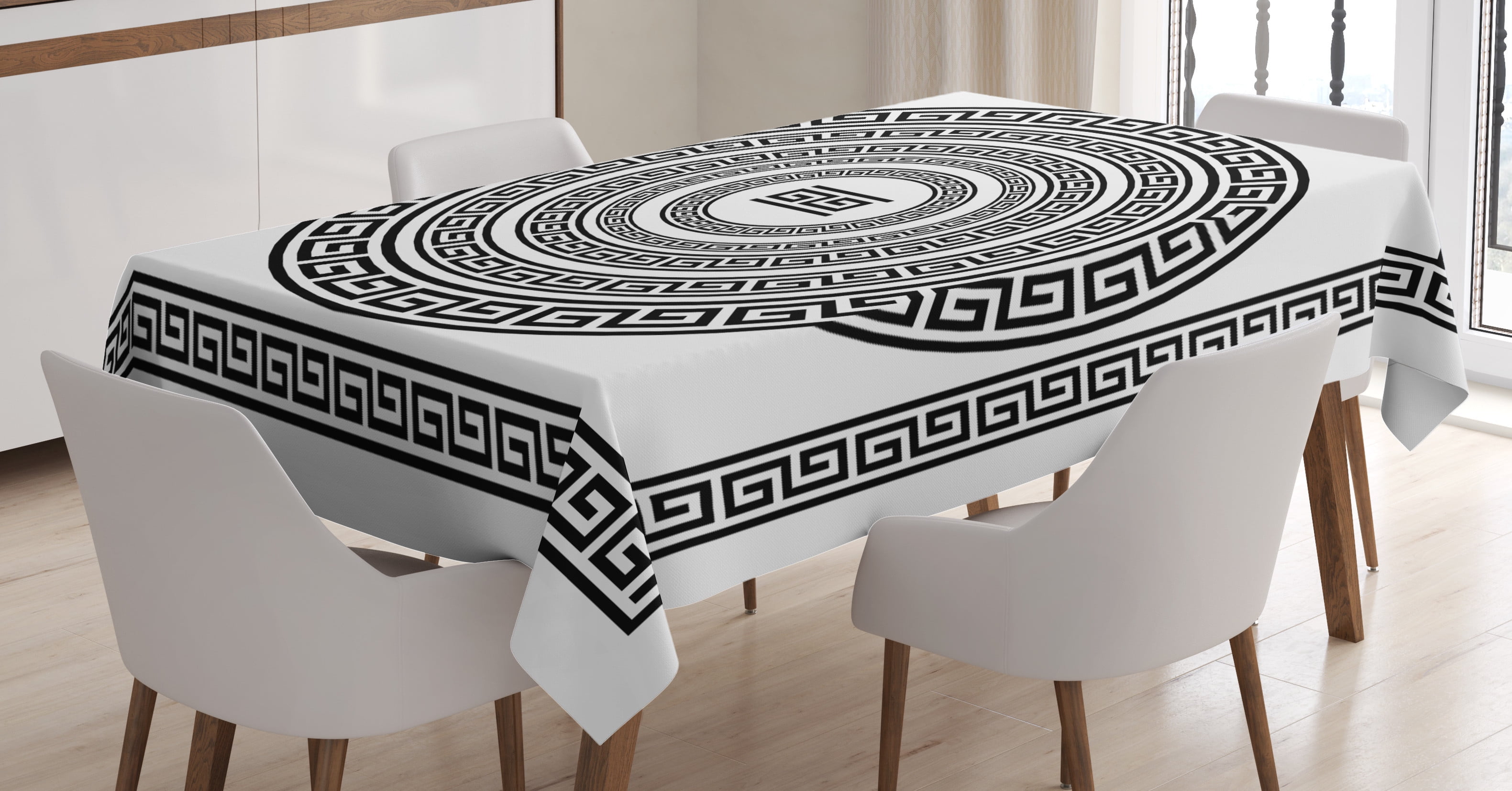 Ambesonne Greek Tablecloth Rectangular Table Cover, Antique Frame Set ...